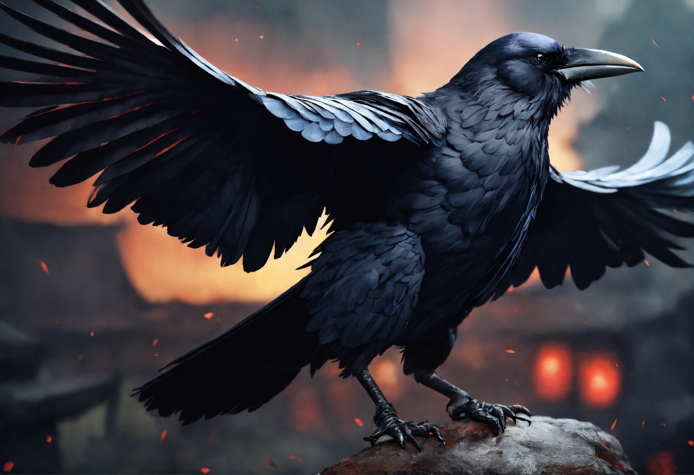 Lexica - Raven samurai with arms. Battlefield. Hyper realistic.