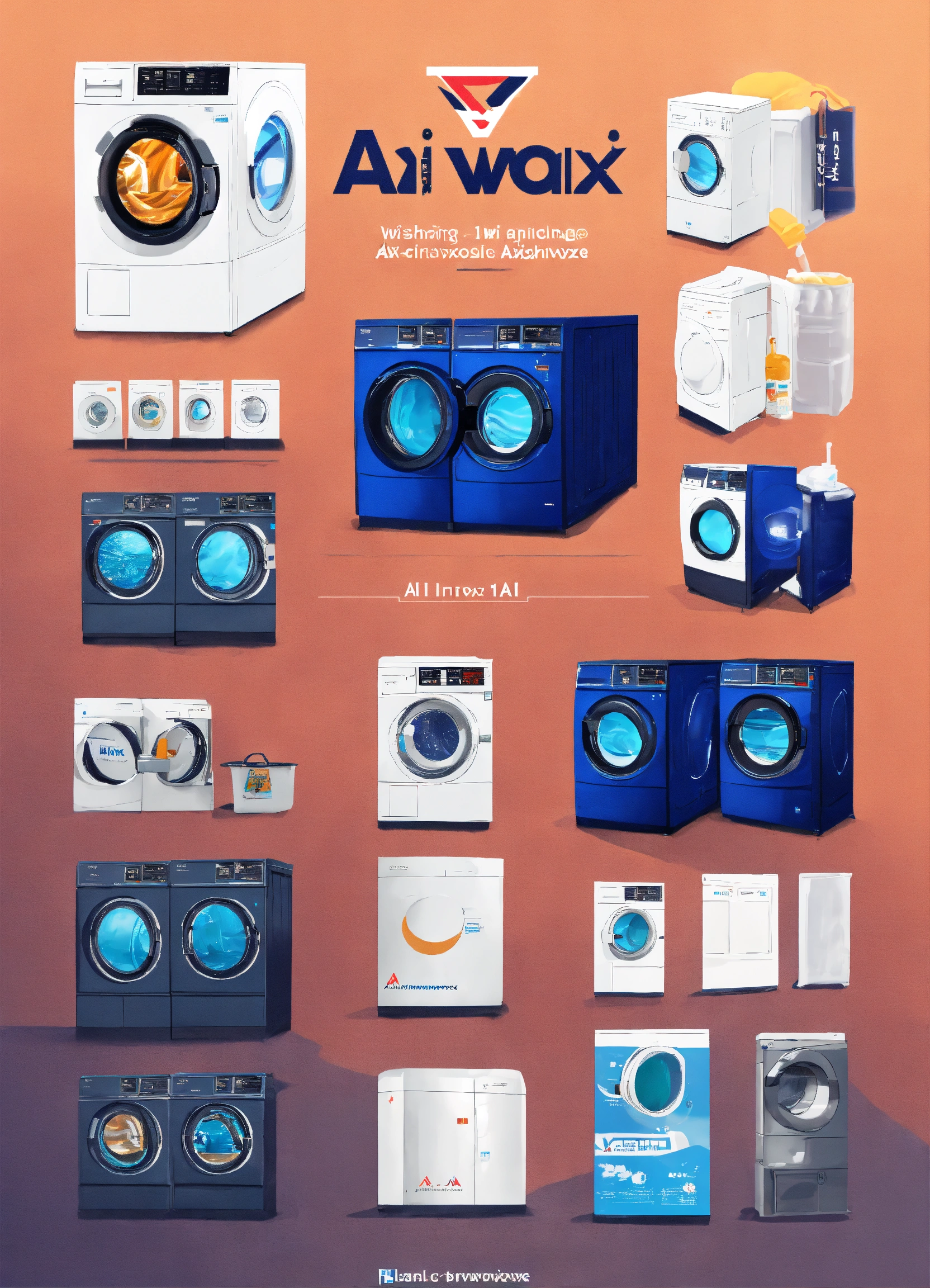 Lexica - Design a logo for a washing machine called AXIOMWAVE AI-AX1.