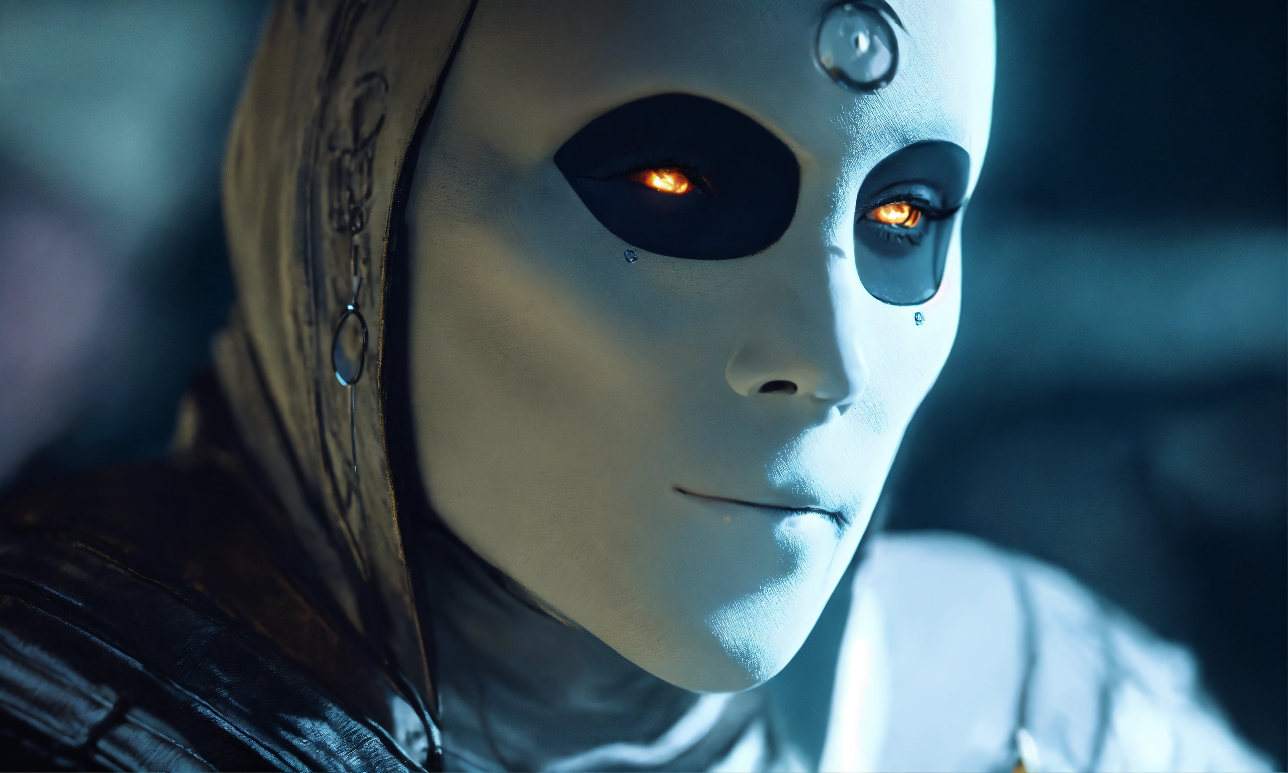 Lexica - Ghost, close up, 4k, video game, white face