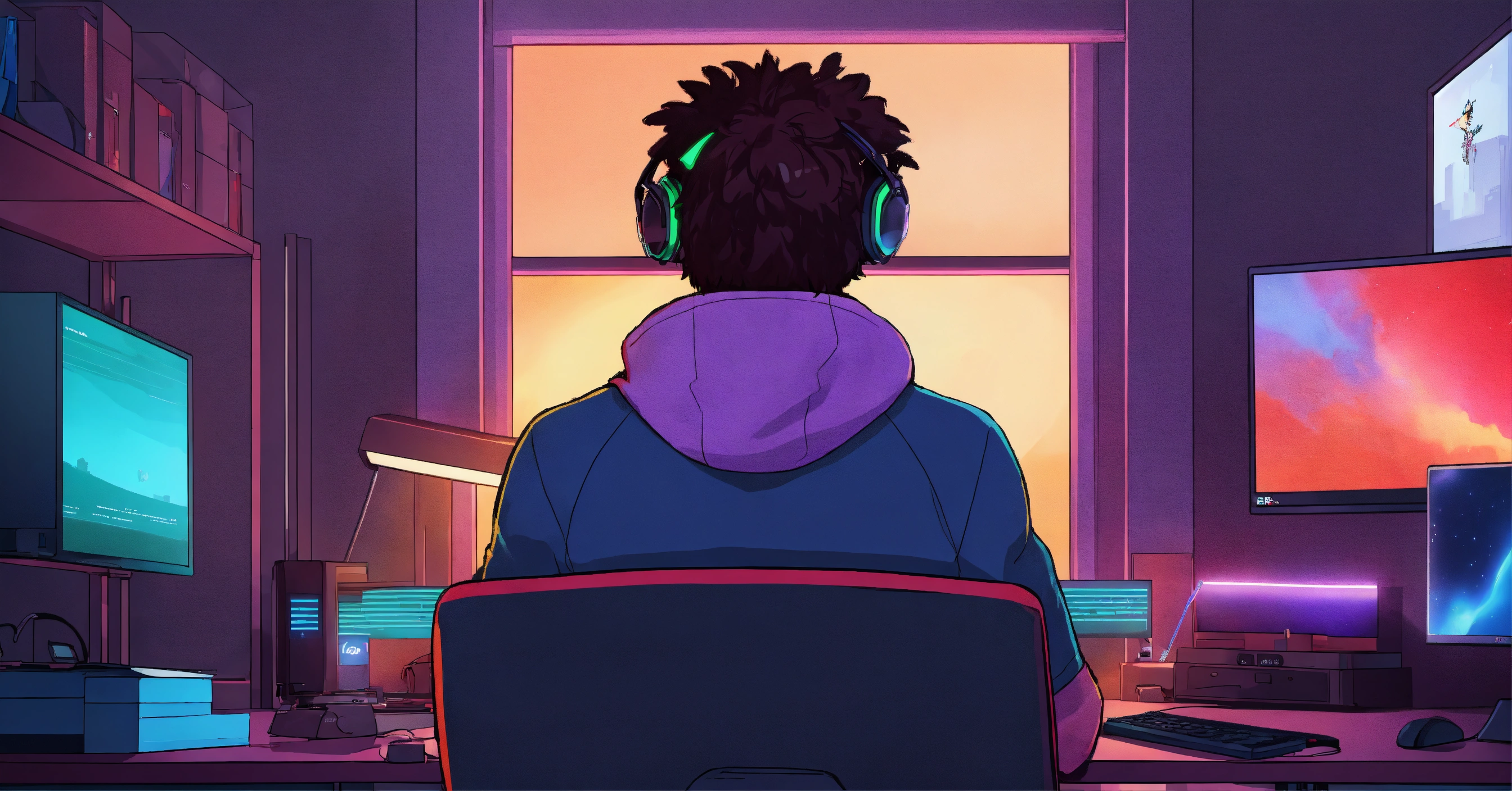 Lexica - Un jeune homme noir métisser avec des cheveux nattés, gamer ...