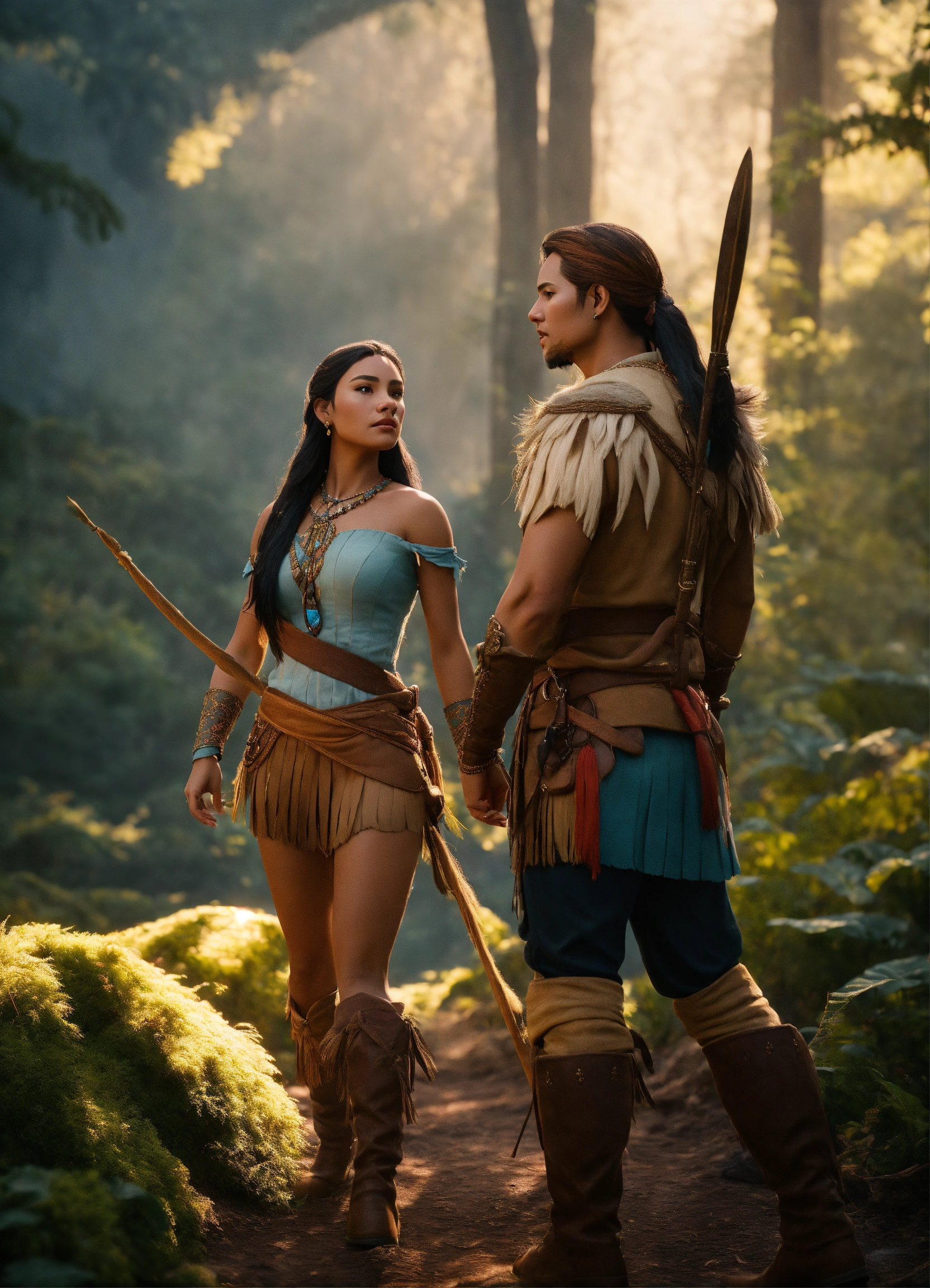 Lexica - Pocahontas and John Smith, portrait, best quality, full body portrait, real picture ...