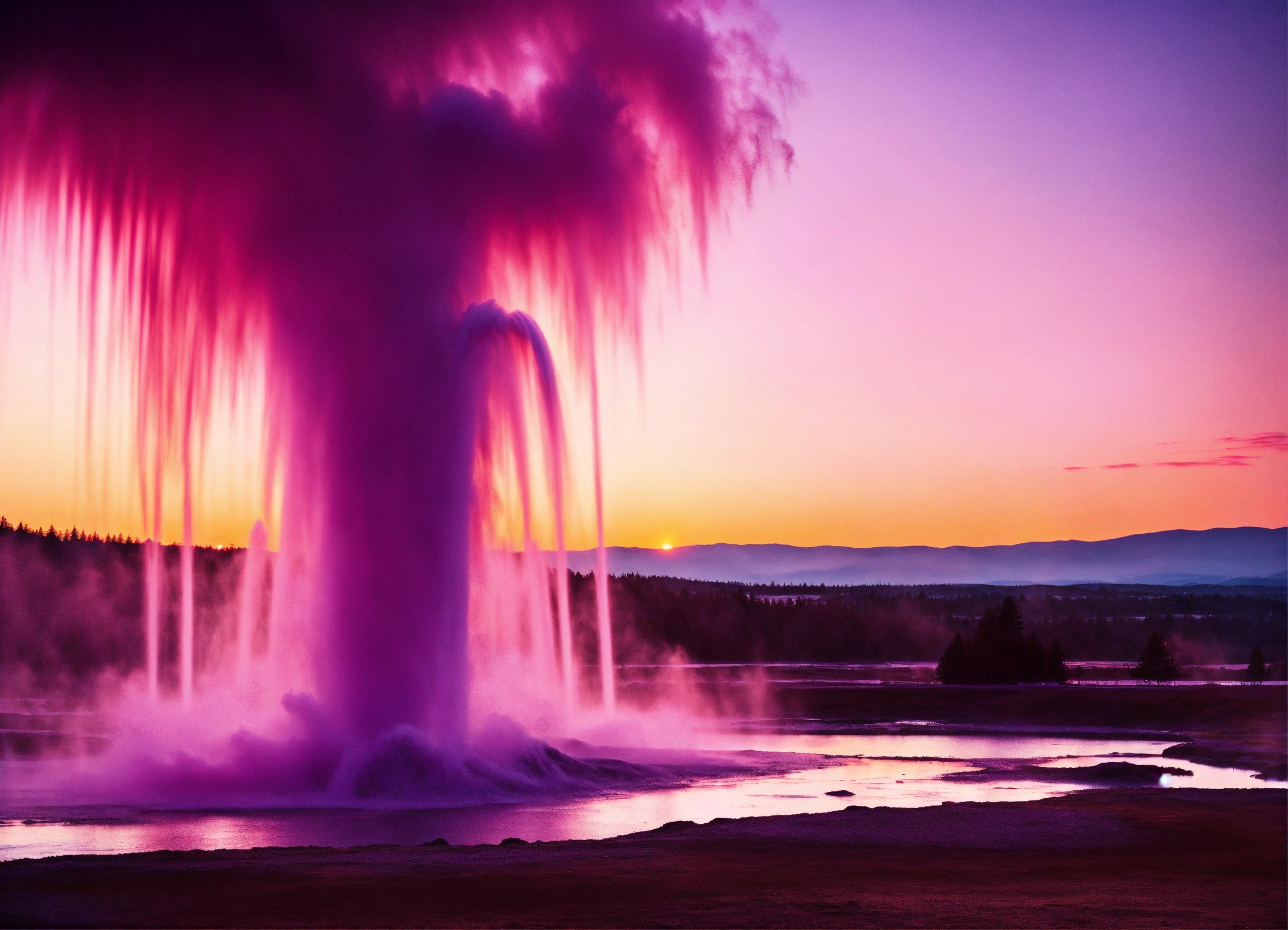 Lexica - Beautiful geyser shooting purple water in the air, hopeful ...