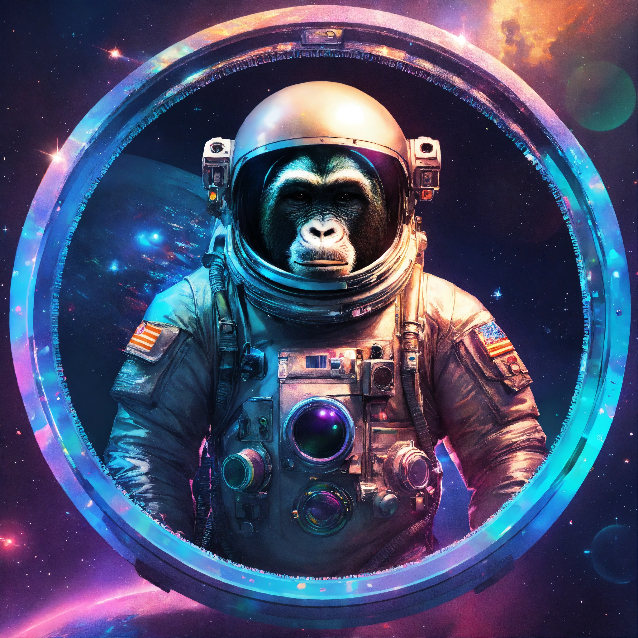 Lexica - APE ATRONAUT, circle image, holographic, best quality , png ...