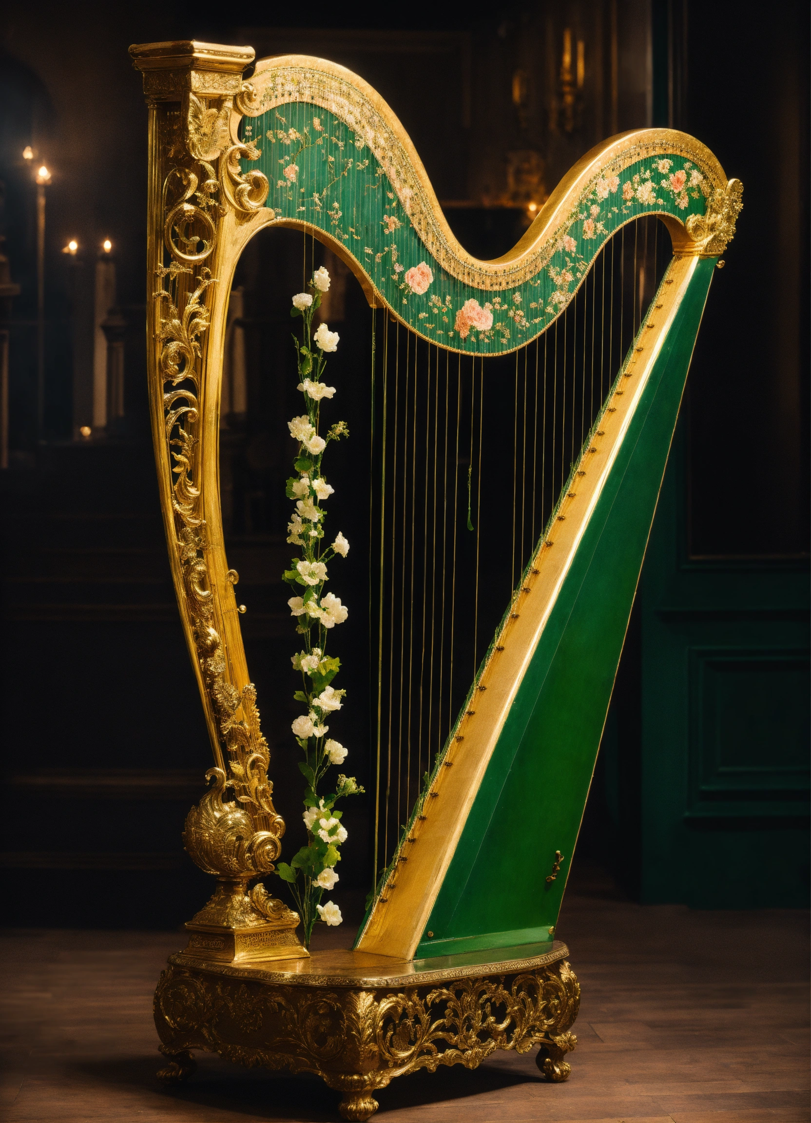 Lexica - An antique harp decorated all around with three-dimensional ...