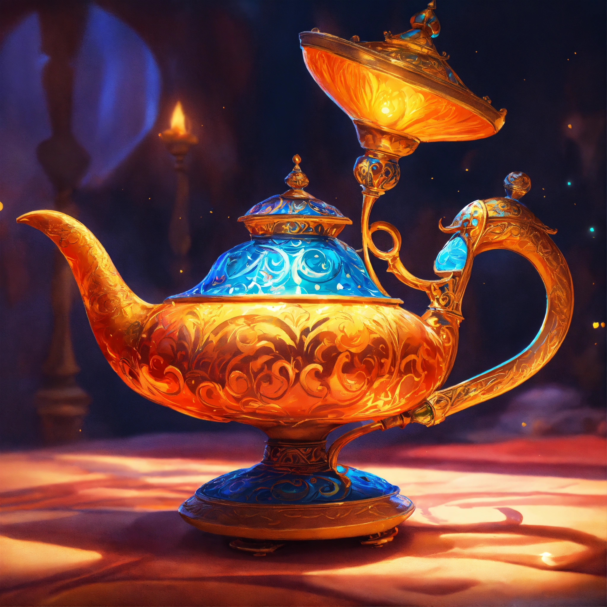 Lexica - Magic lamp, isolate object, from the movie Aladdin and the ...