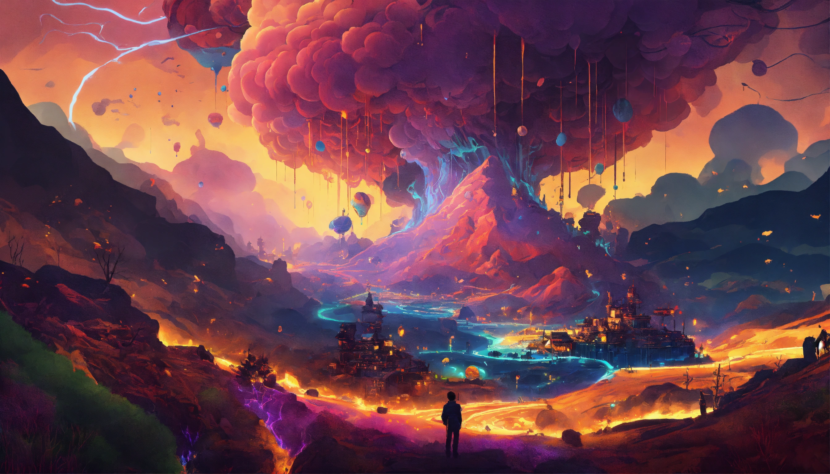 Lexica - A trippy landscape, delirium, chaotic storm of liquid smoke ...
