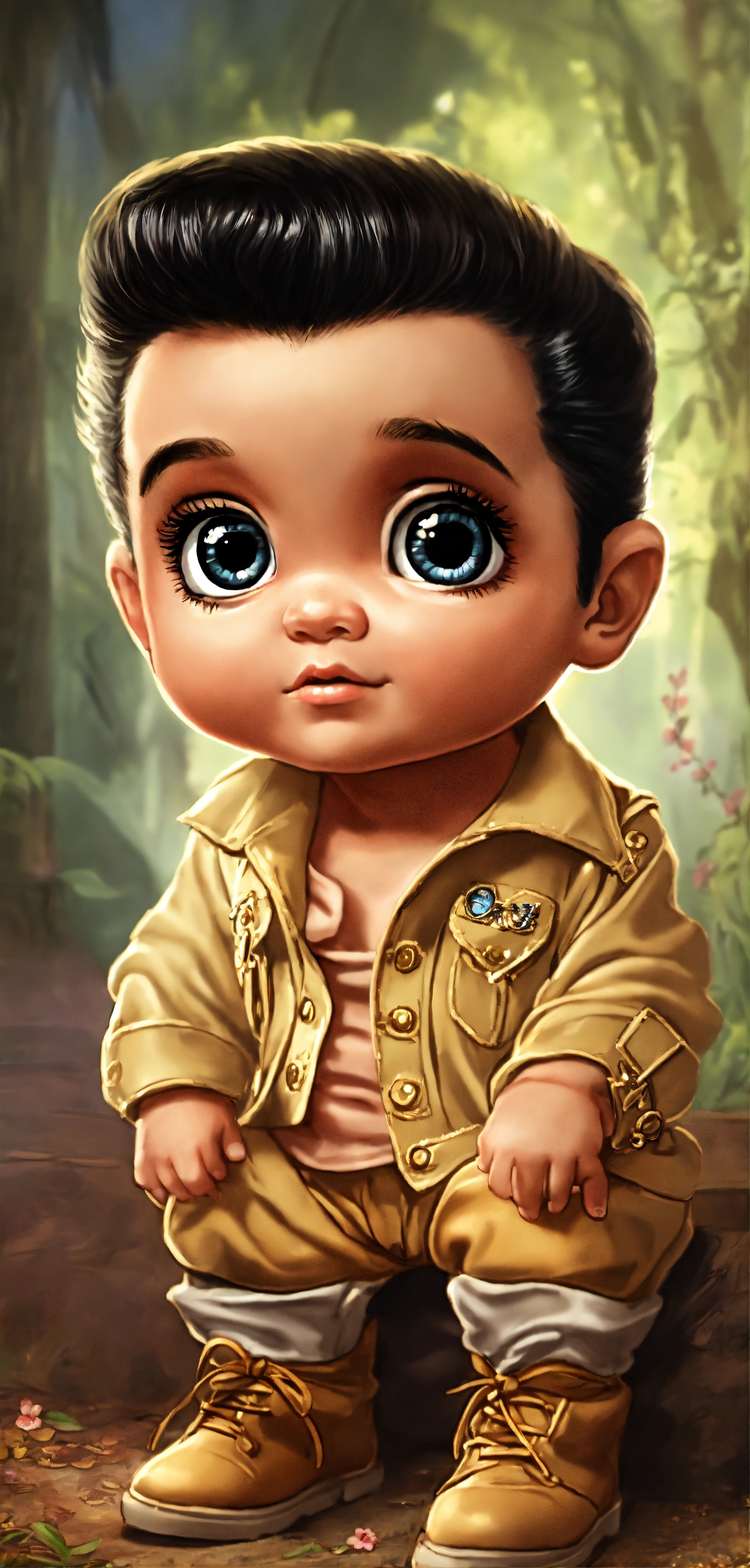 Lexica - Elvis Presley as a cute baby cartoon, big eyes Ultra realist