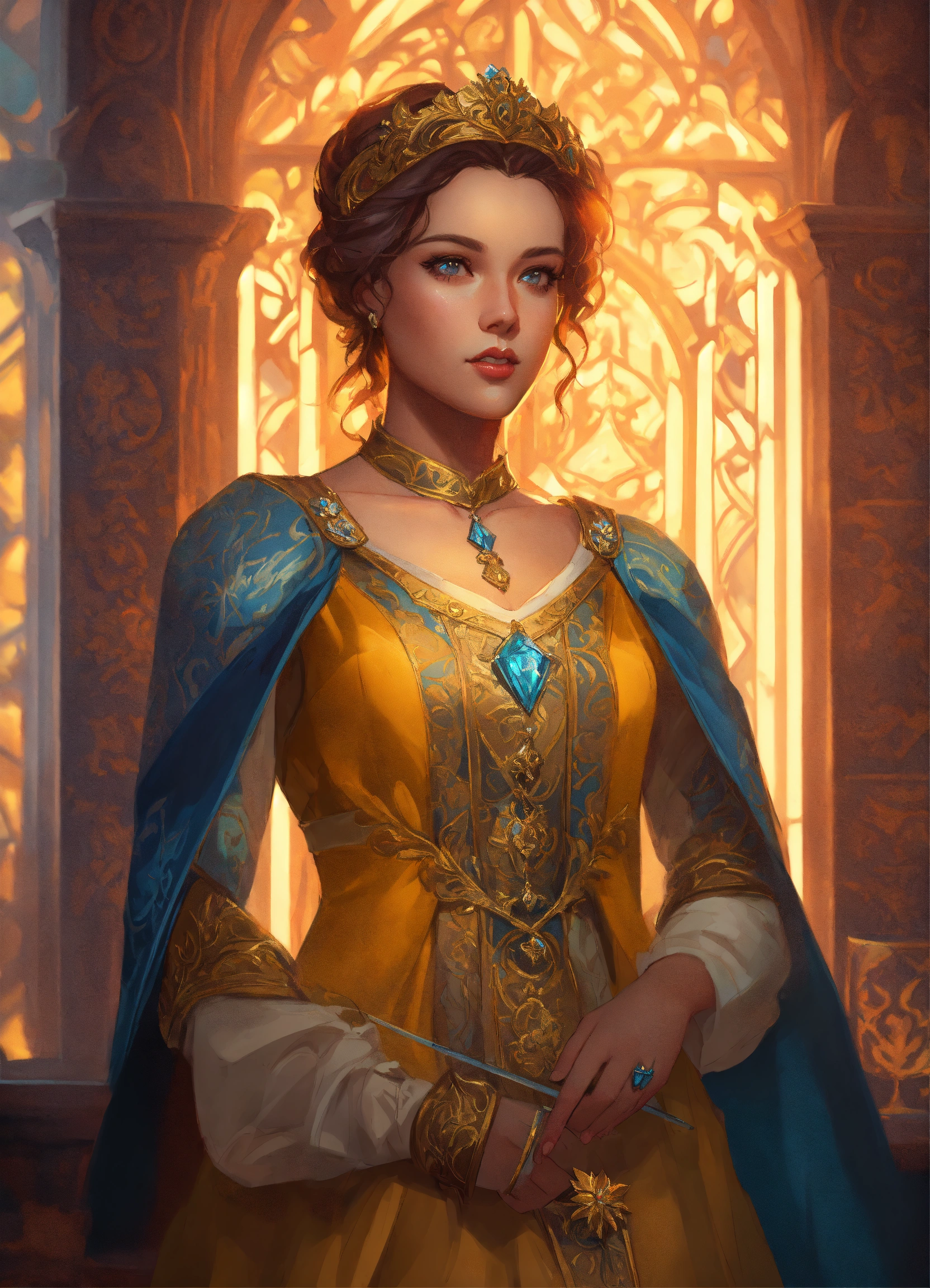 Lexica - Full portrait of a medieval noble royal lady, d & d, fantasy ...