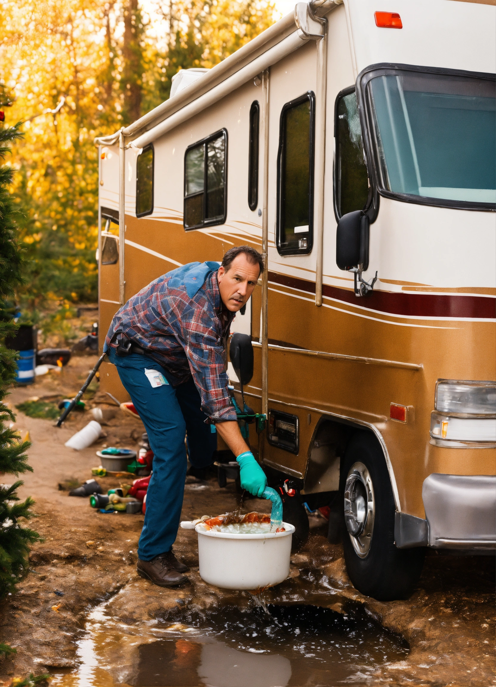 Lexica - Eddie from Christmas Vacation emptying the sewage from his RV
