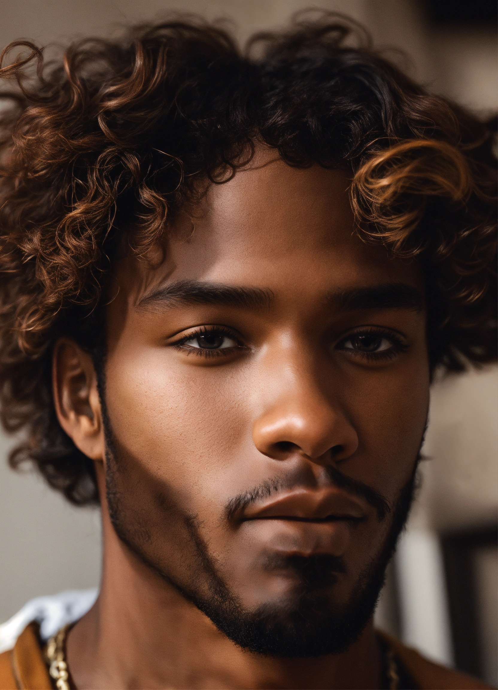 Lexica - Black man, caramel skin, brown wavy hair