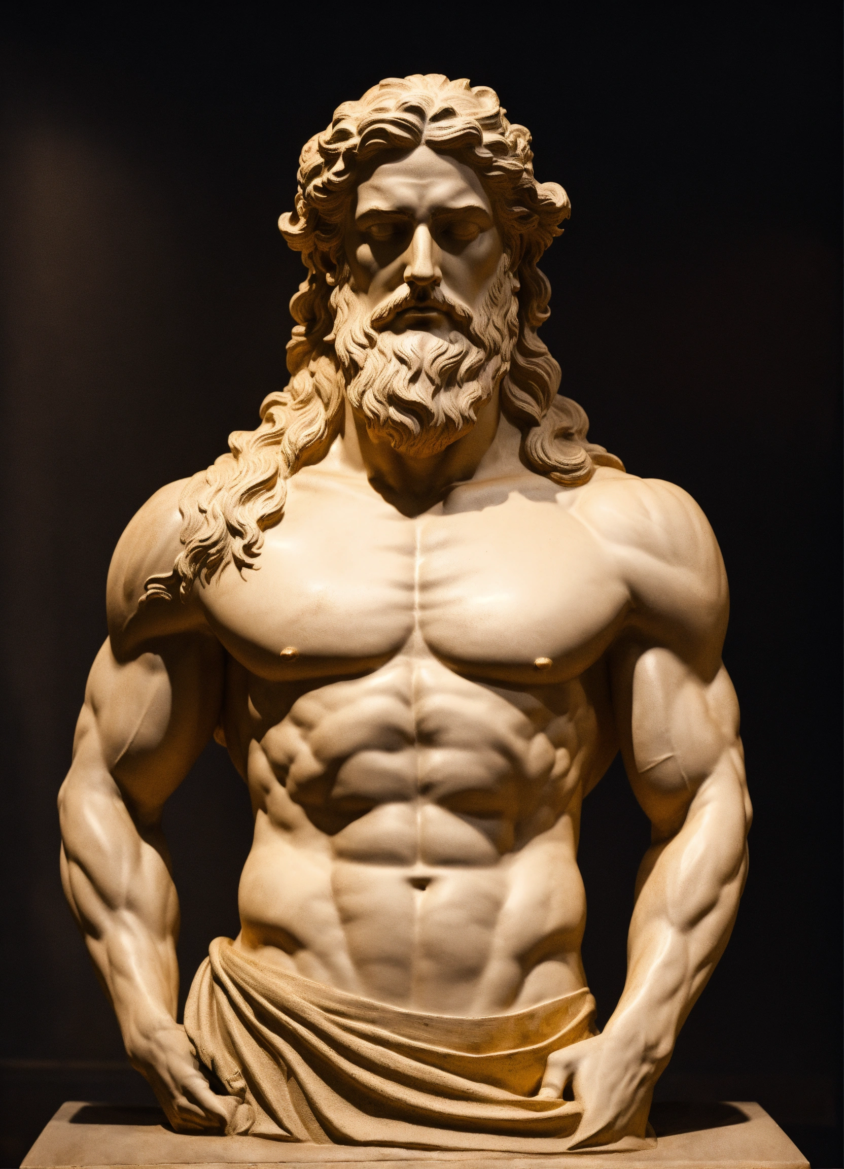 Lexica - A Statue from a muscular Greek god Statue with a wavey middel ...