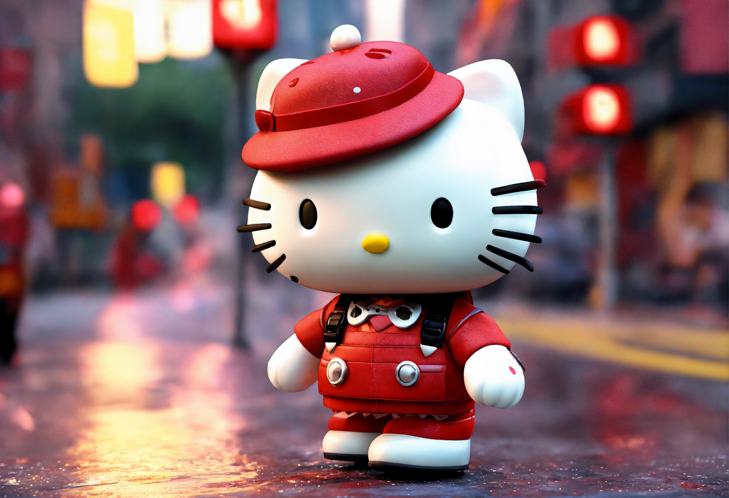 Lexica - 3d animation of hello kitty as a street walker