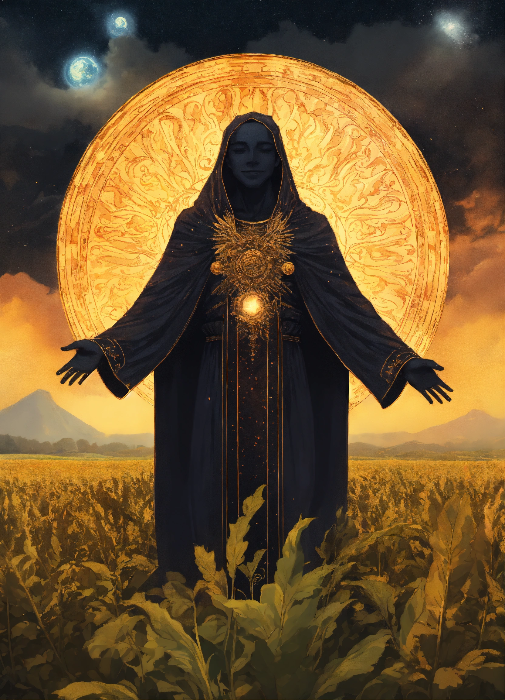 Lexica - An enigmatic happy celestial Black Human God floating and ...