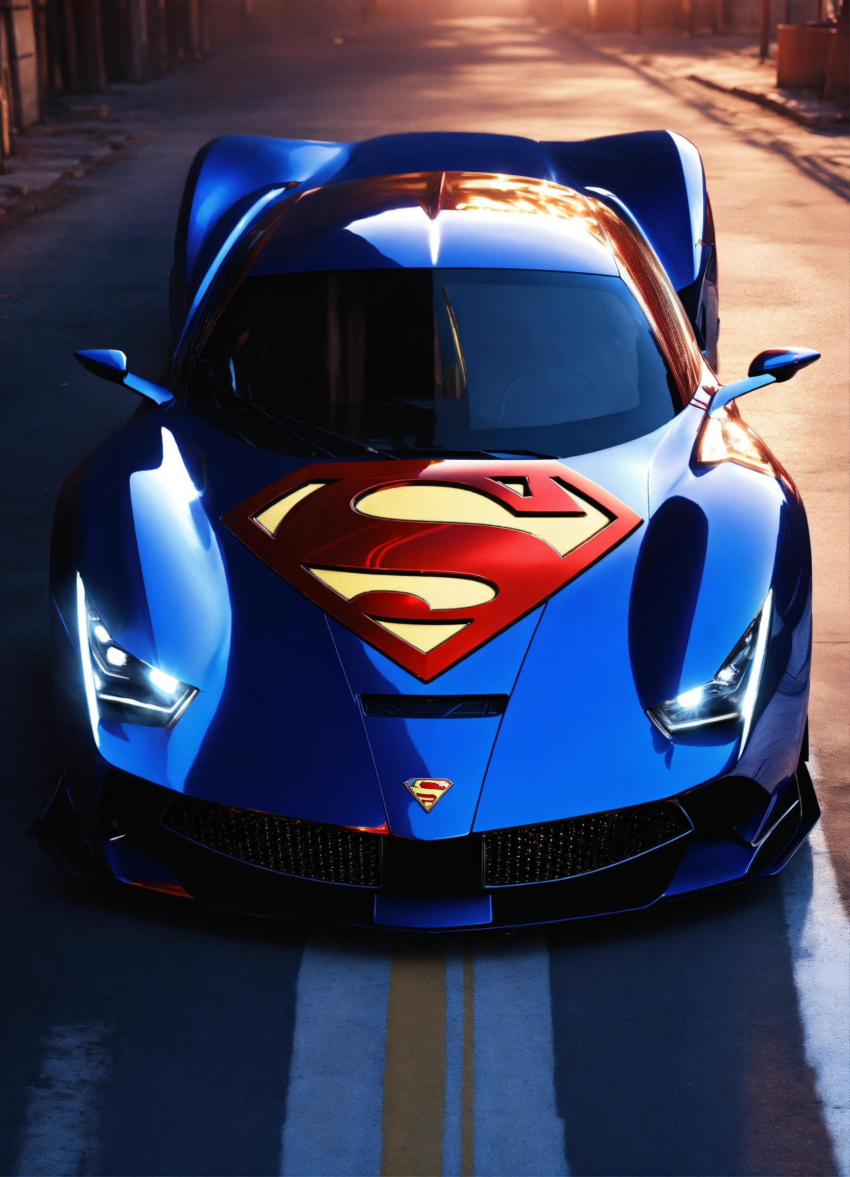 Lexica - Superman as a exotic car, 8k, realistic, front view