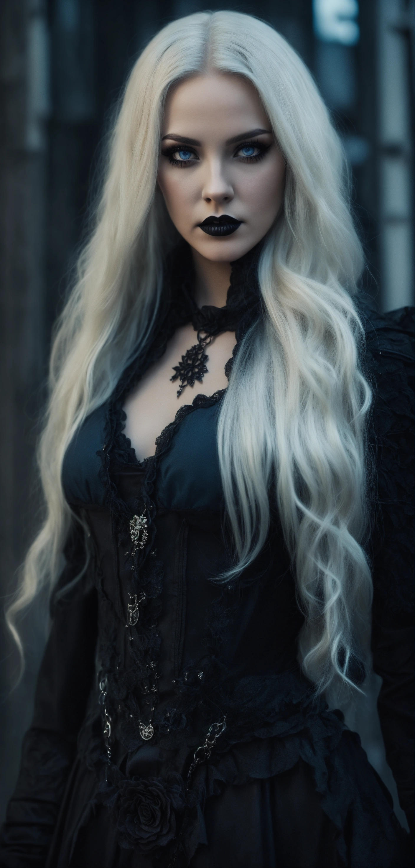 Lexica - Render beautiful young woman in dark goth outfit with white ...
