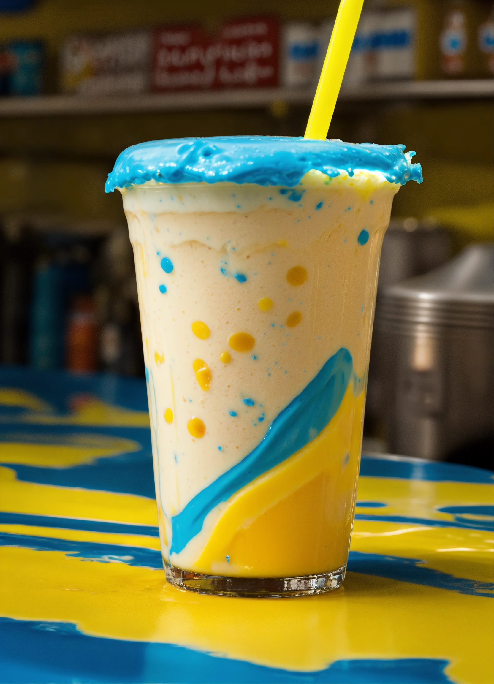 Lexica - Big Lots store as a milkshake drink blue and yellow colors in ...