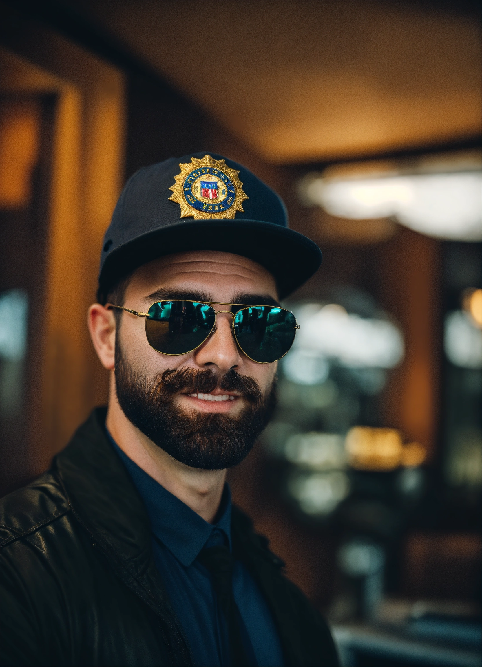 Lexica - Fbi agent with a short beard wearing and fbi hat with ...