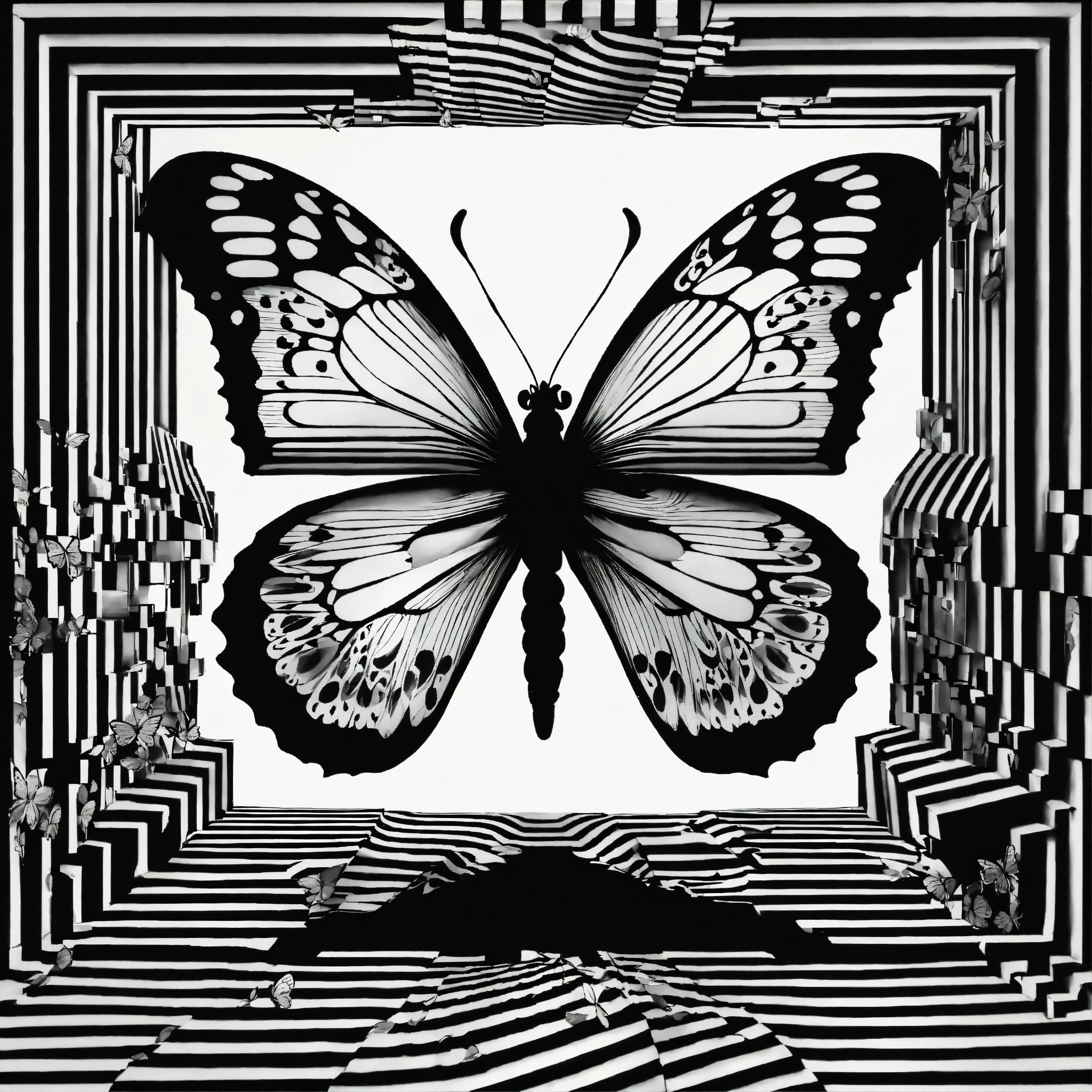 Lexica - Optical illusion, geomertic, black and white, 2d a butterfly ...