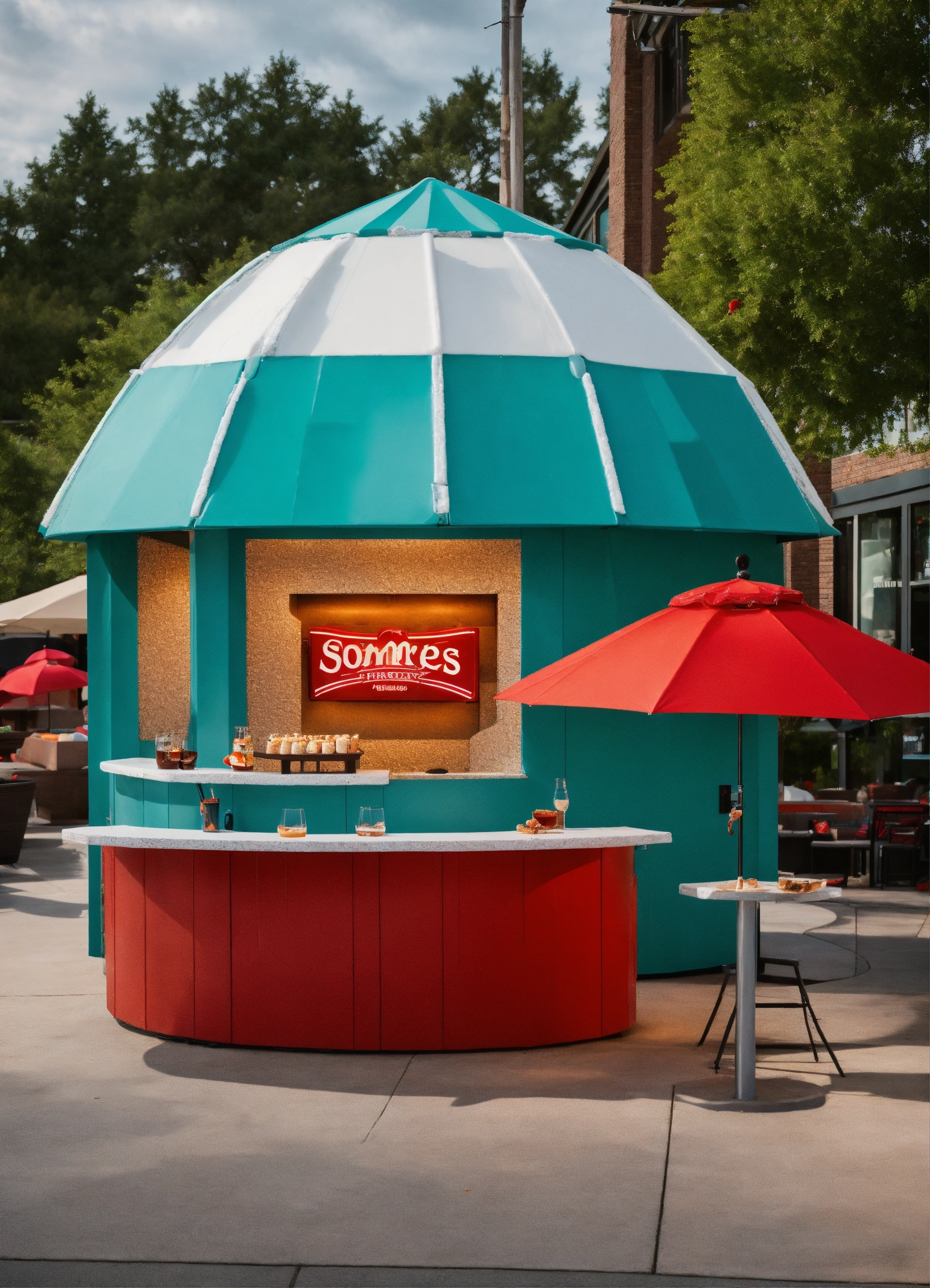 Lexica - Elegant teal ice igloo booth to sell smores outside a ...