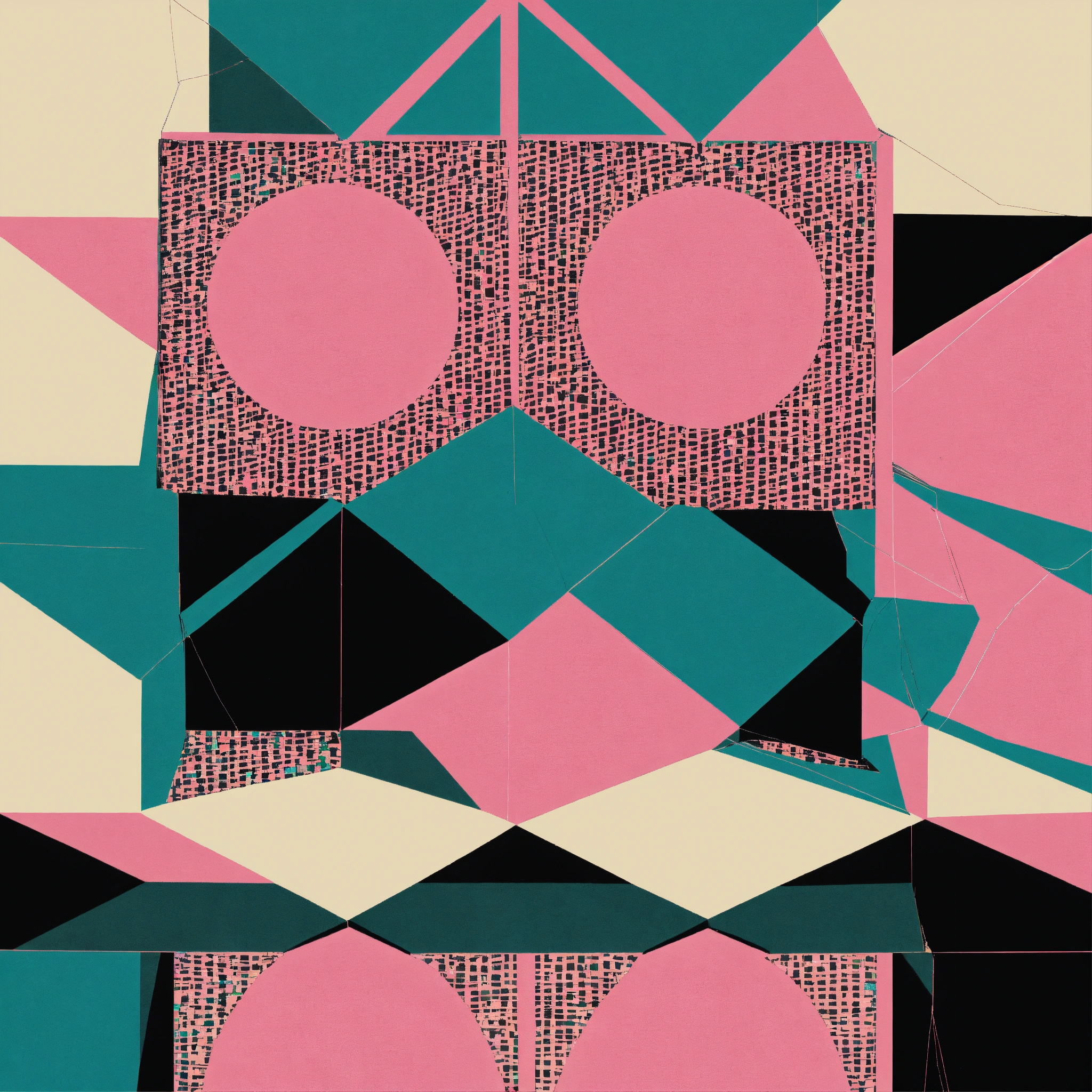 Lexica - Fragmented geometric patterns, riso design, teal pink black ...