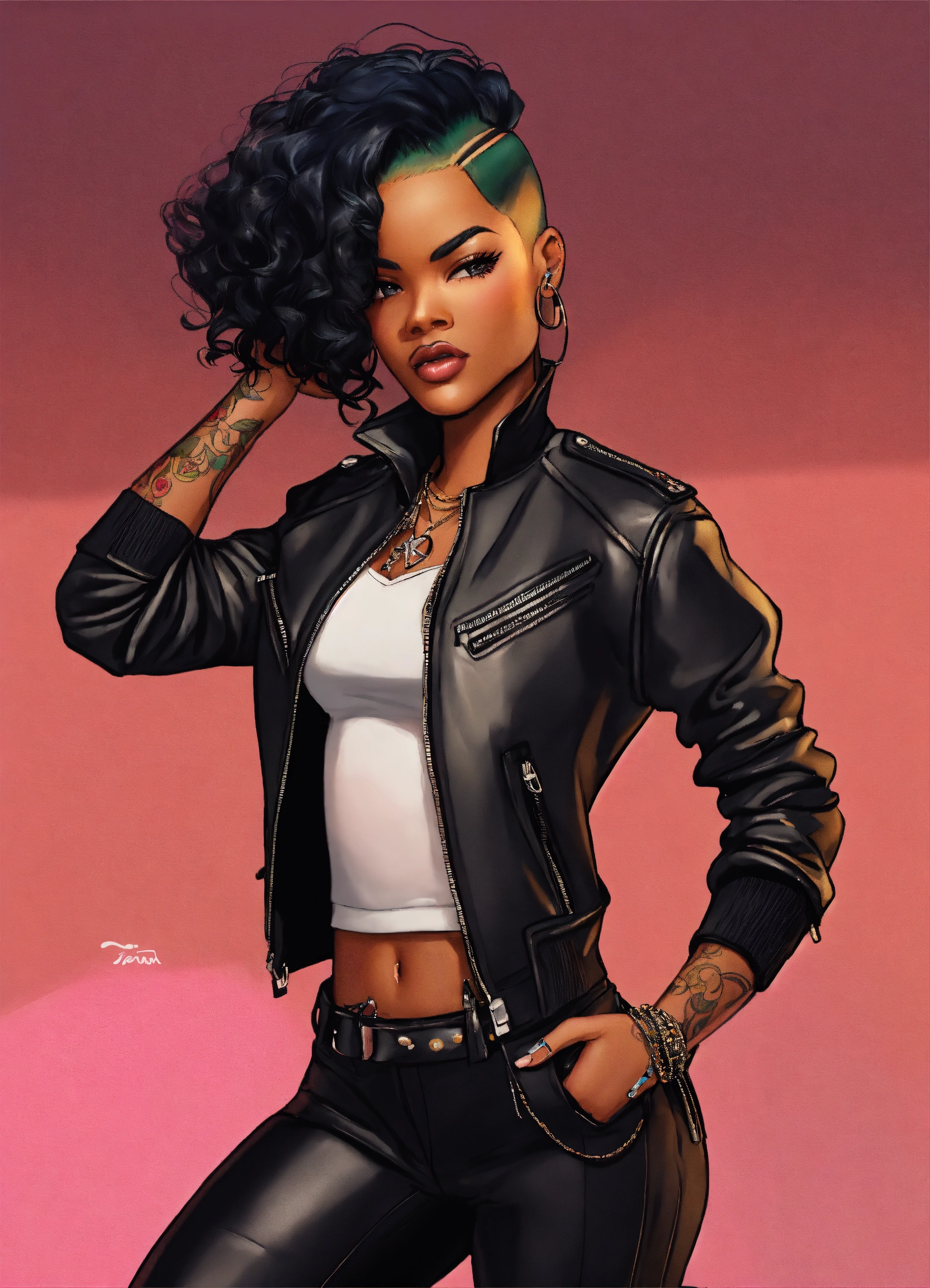 Lexica - Teyana Taylor cartoon character age 5 with short finger wave ...