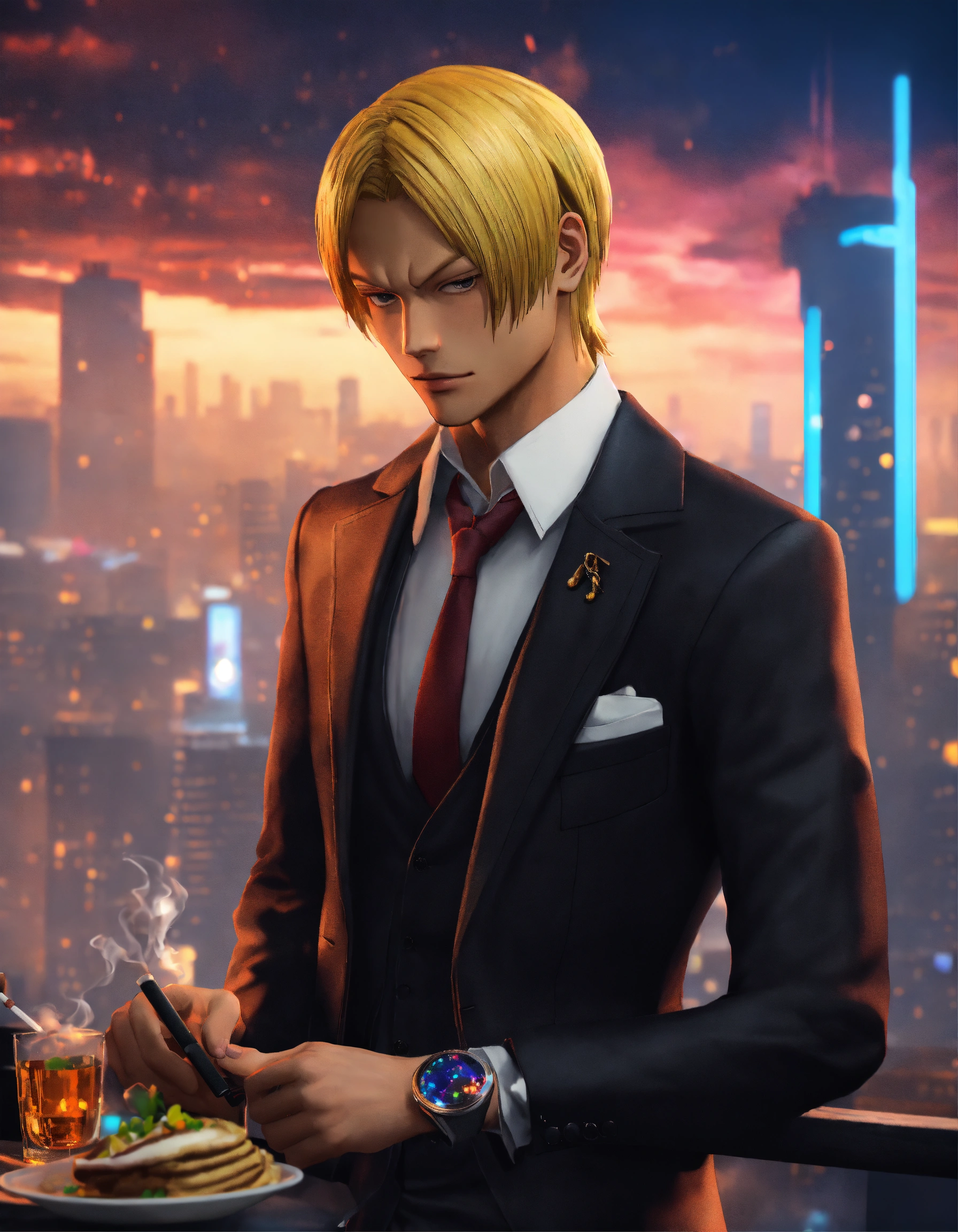 Lexica - Design a modern-day cyberpunk version of Sanji from One Piece ...