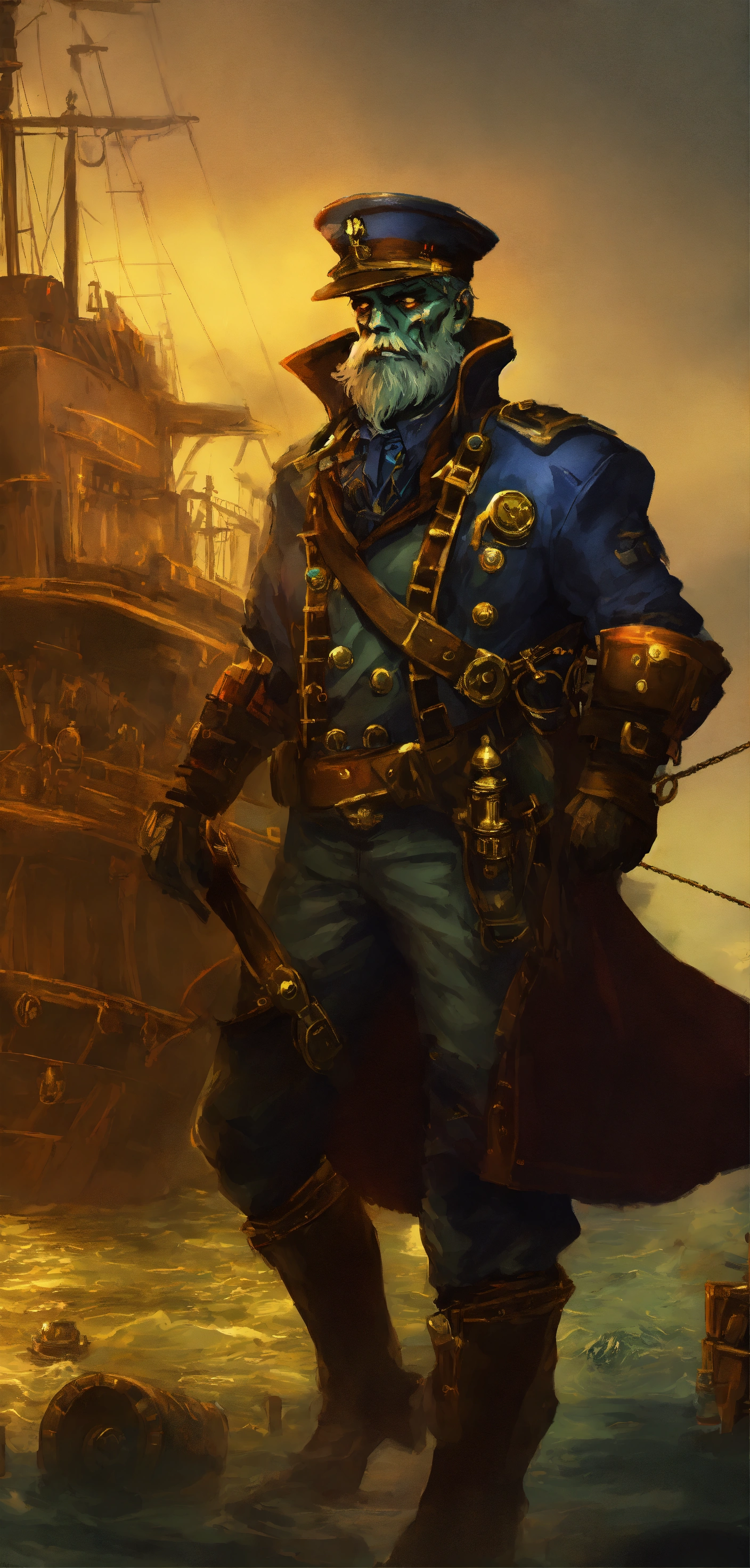 Lexica - Undead Duergar Sailors, steampunk submarine, digital painting