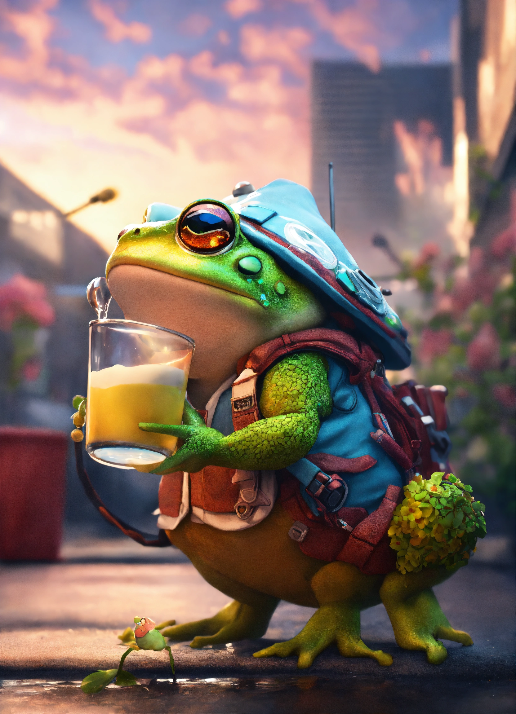 Lexica - A toad drinking milk slice of life anime, cyberpunk style, of ...