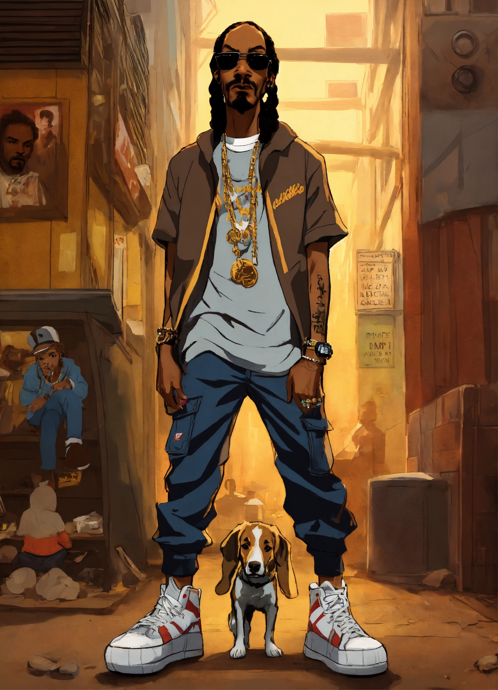 Lexica - Hip hop art style snoop dog boondocks full body