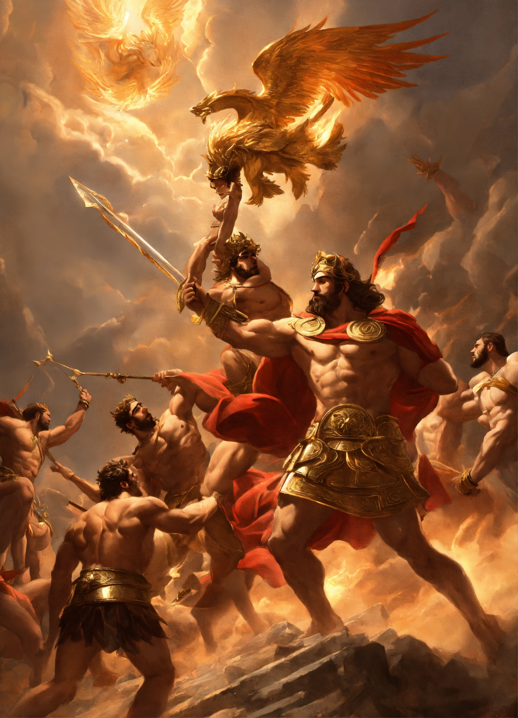 Lexica - Greek gods pushing ares out of mount olympus