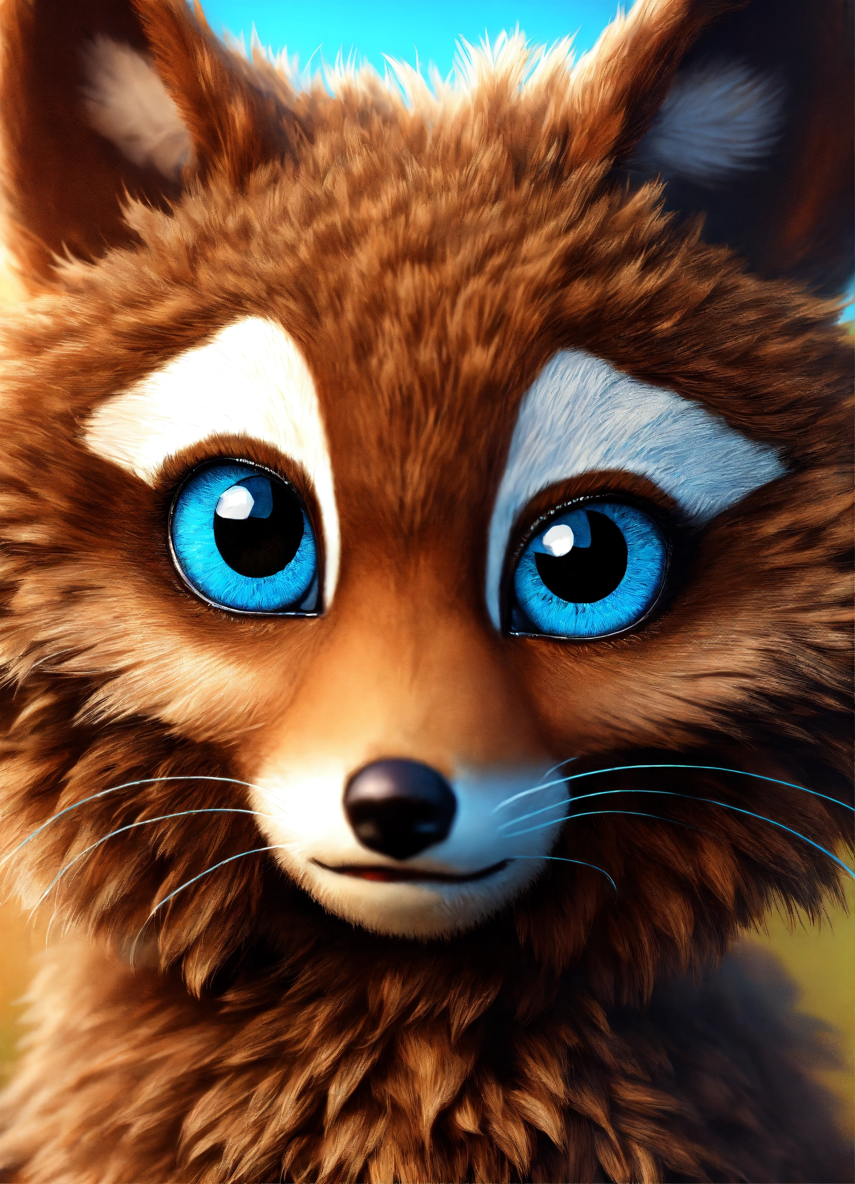 Lexica - Beautiful little furry brown creature with blue eyes perfect ...