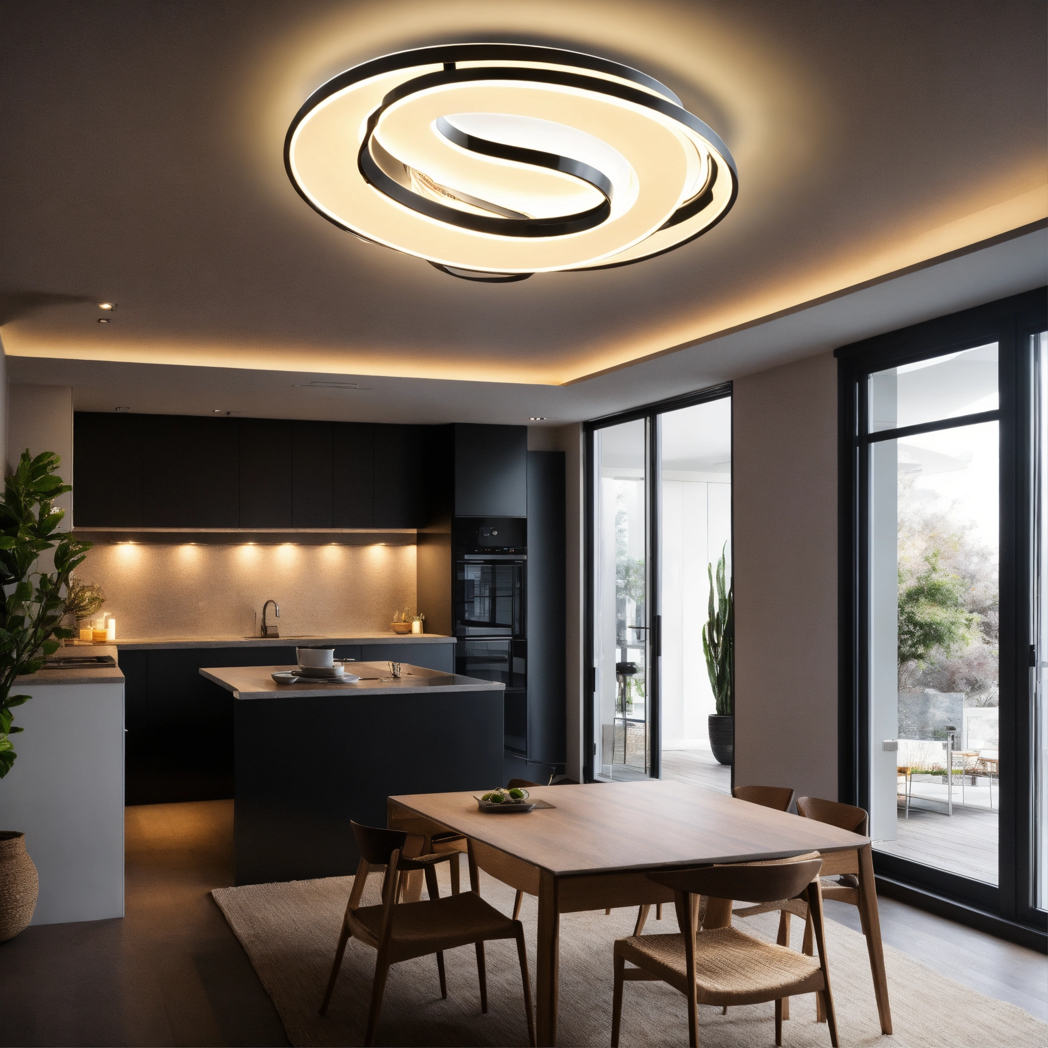 Lexica - A photo of a ceiling light. The ceiling light is a modern ...