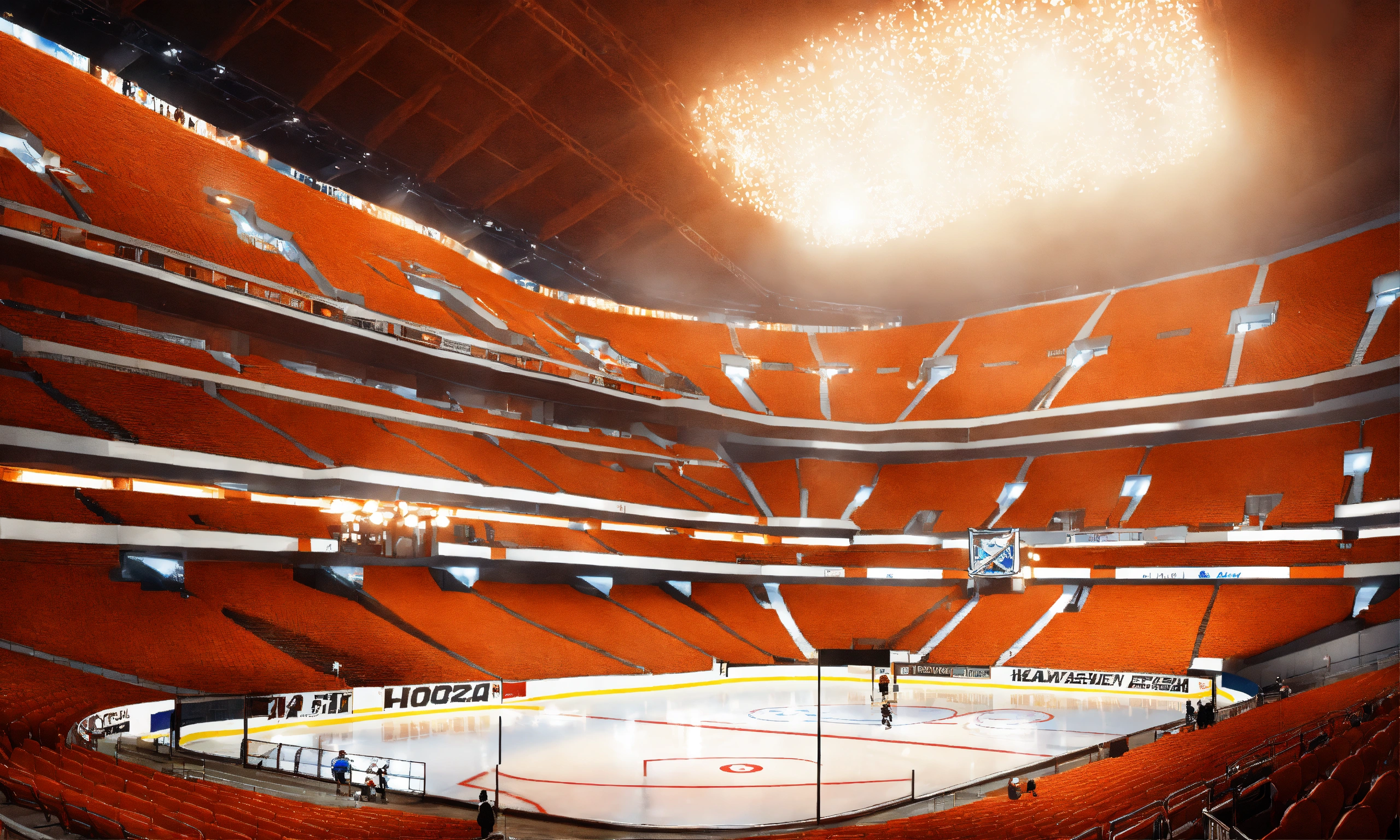 Lexica - An nhl sci fi hockey arena, multiple balconies, 8k, orange ...