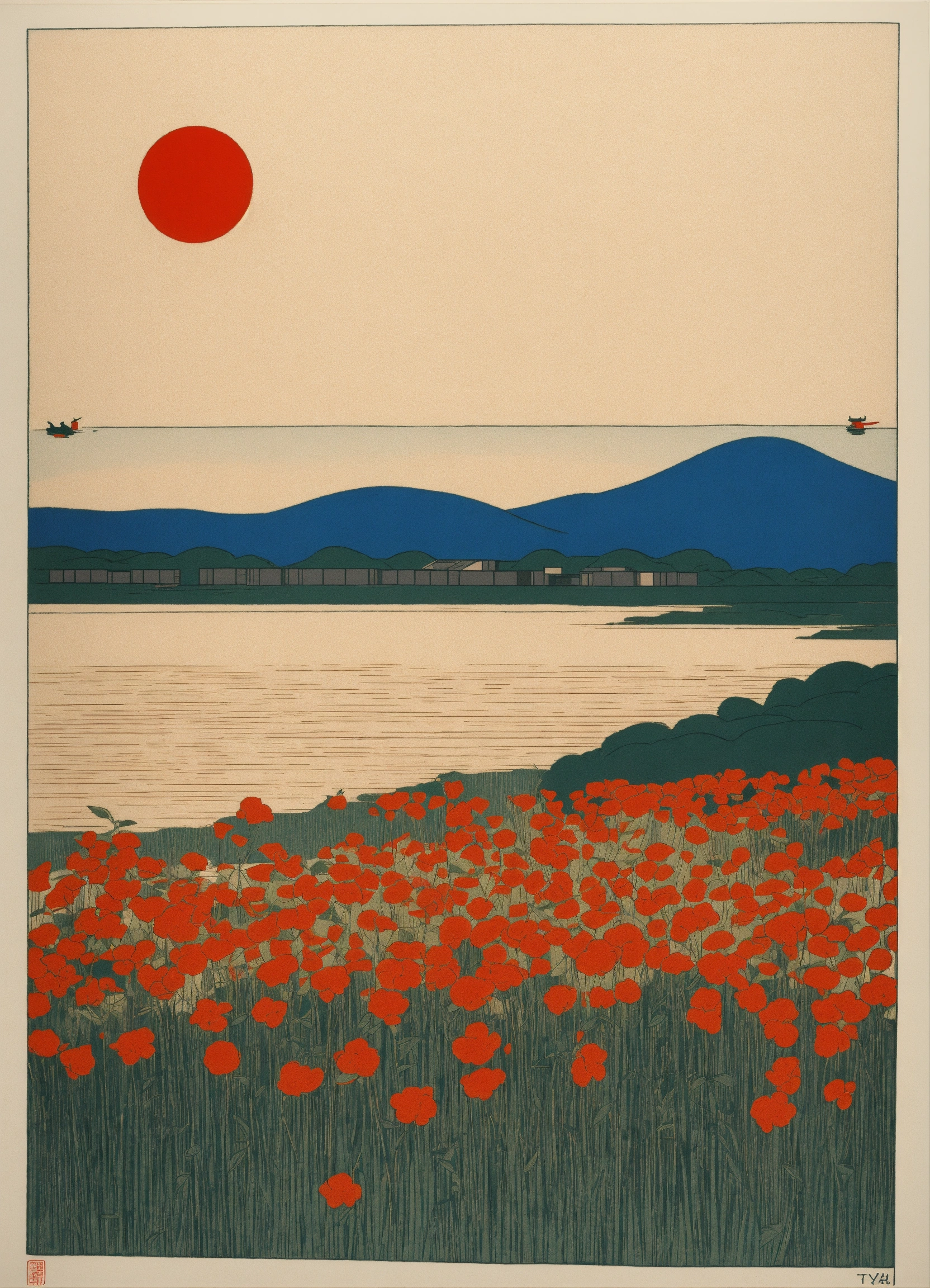 Lexica - Minimal simple line art woodblock print by taguchi tomoki ...