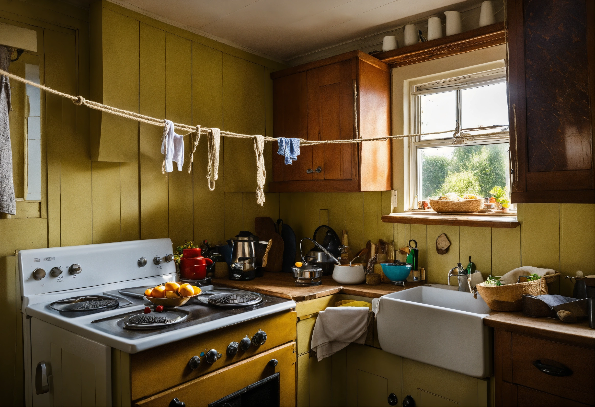 Lexica - Loose clothesline ropes in the kitchen of a typical old ...