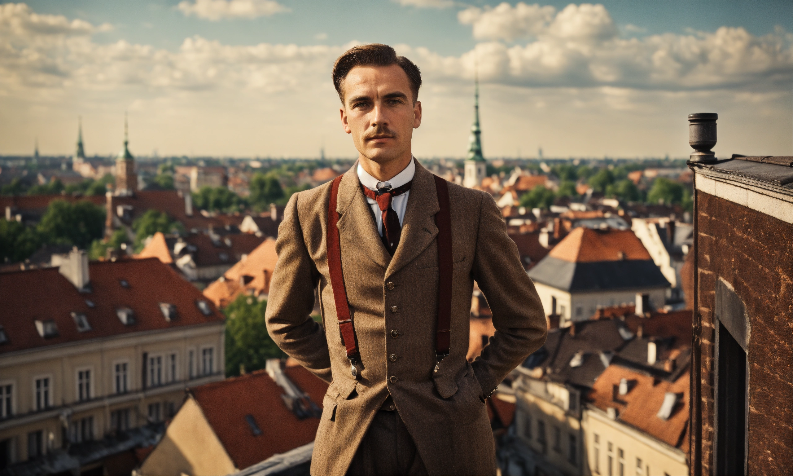 Lexica - Retro man, Retro warszawa 1920-1930, man, on top on the roof ...