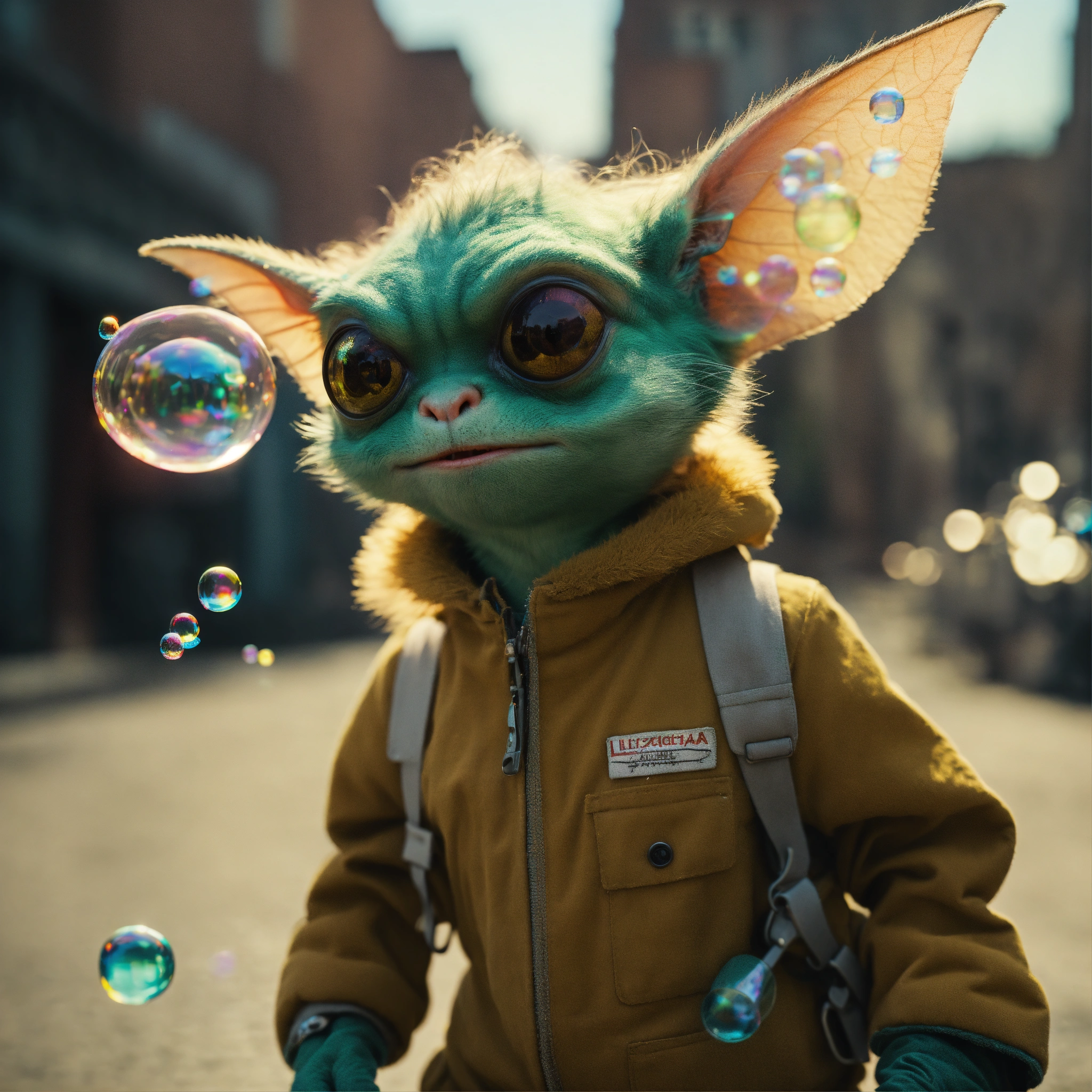 Lexica - Over the shoulder shot, Leica portrait of a gremlin holding ...