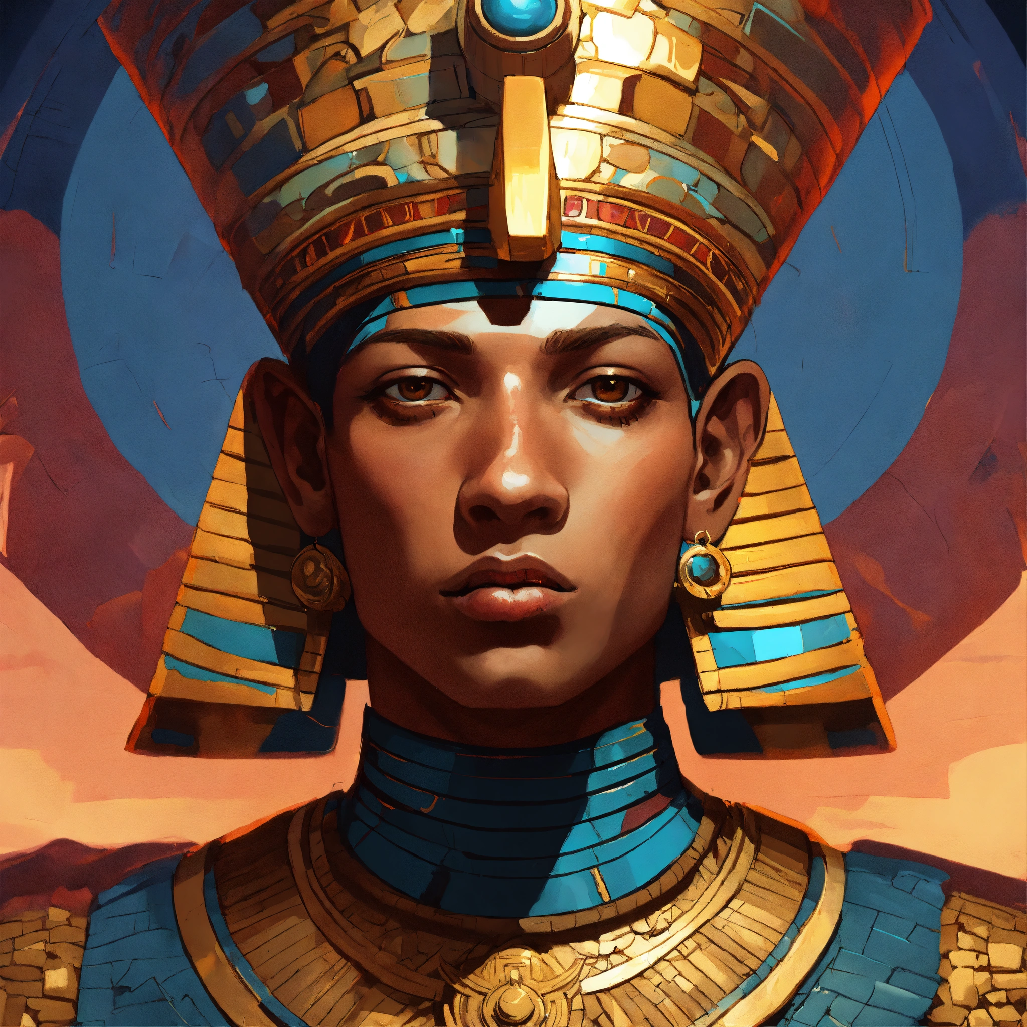 Lexica - Ramesses II, cartoon oil paint, 2D illustration style, sharp ...