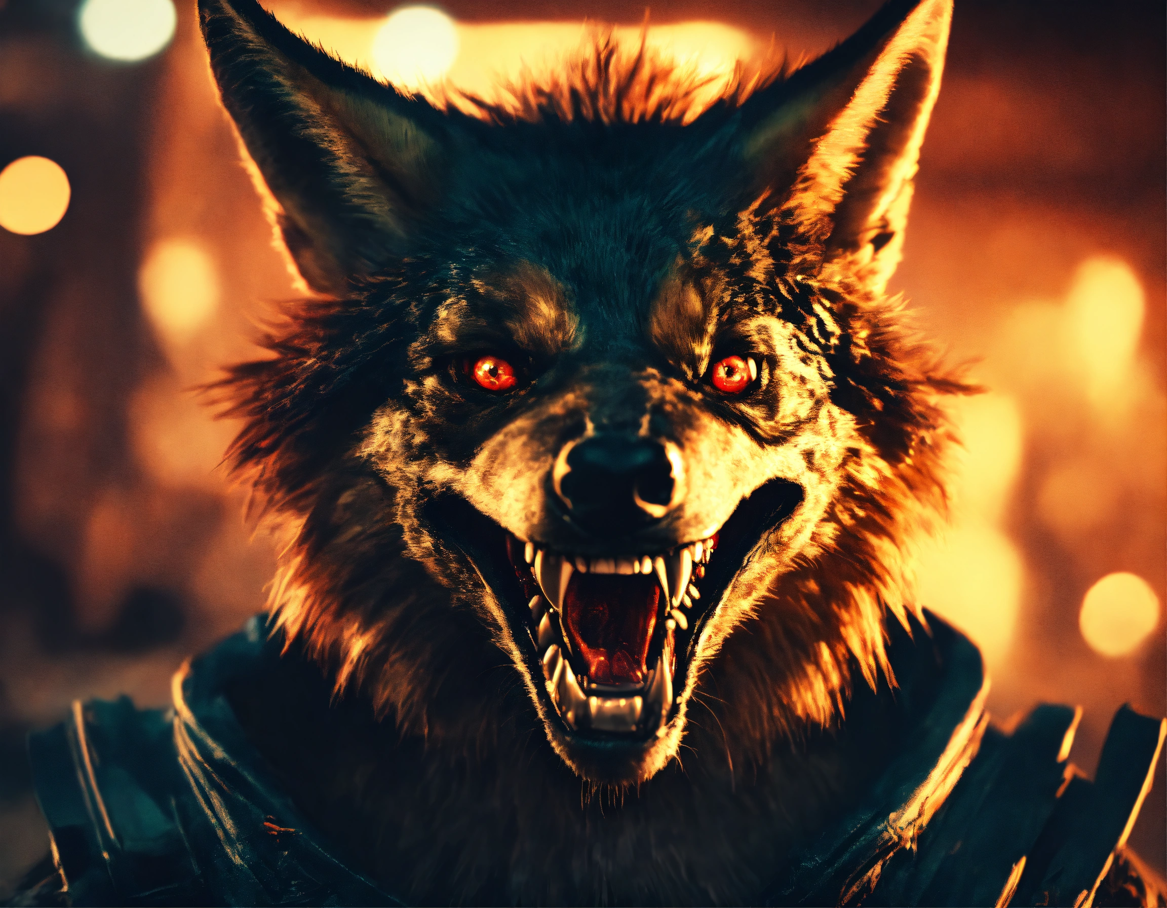 Lexica - One crazed slavering grinning evil jackal faces the camera ...