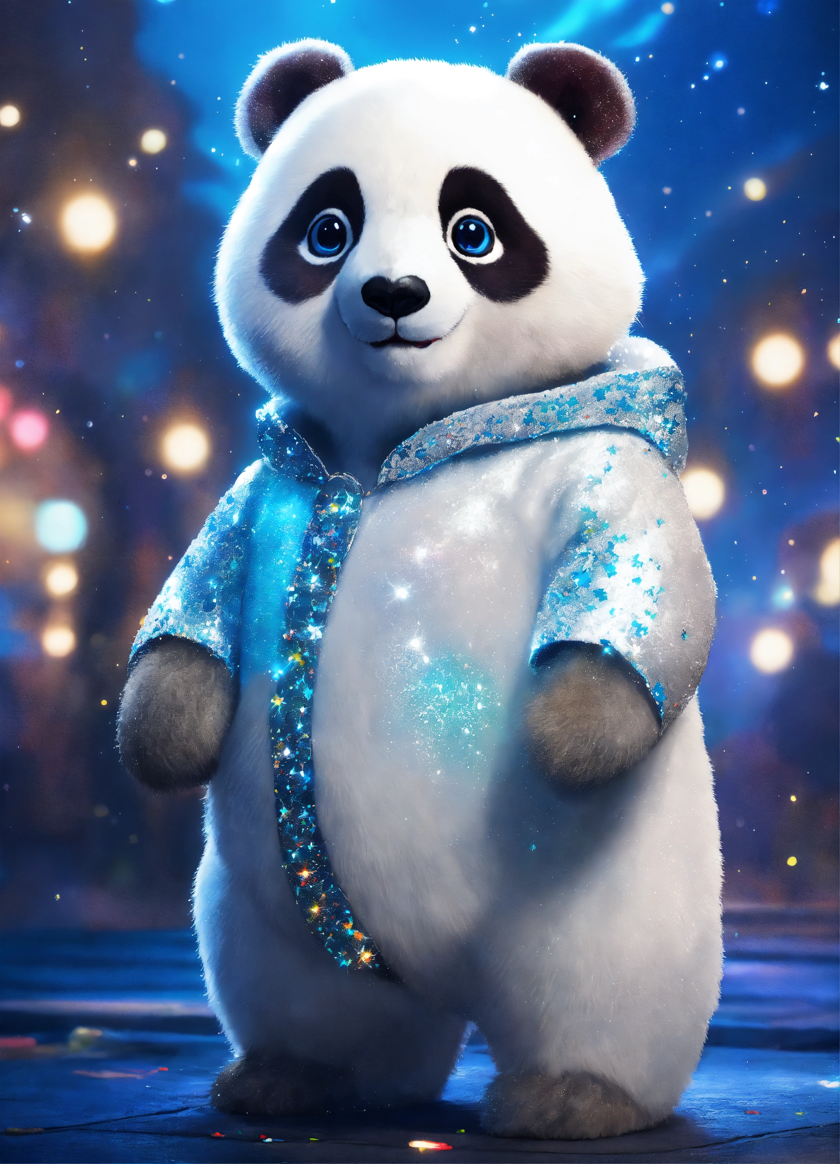 Lexica - Cartoon character a white panda bear with a silver coat and ...