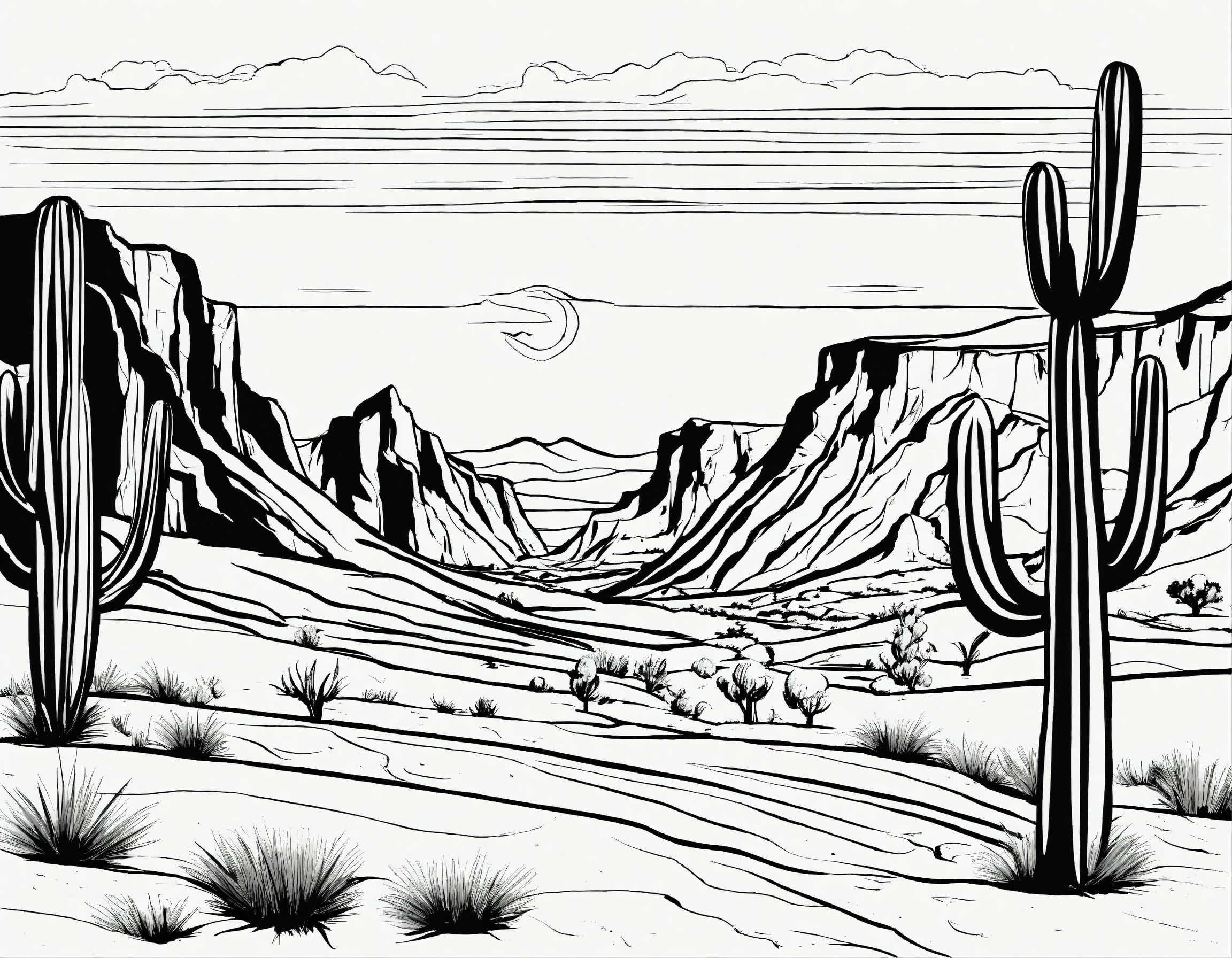 Lexica - Centered flat minimal black and white line drawing, high ...