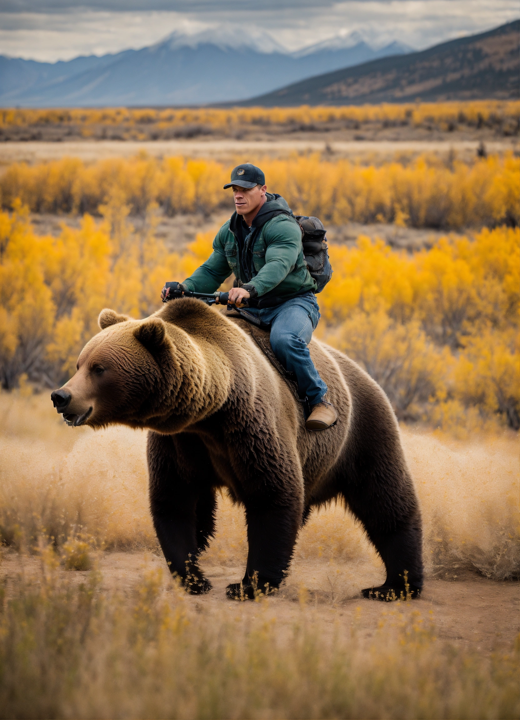 Lexica - John Cena riding a grizzly bear, best quality, real picture ...