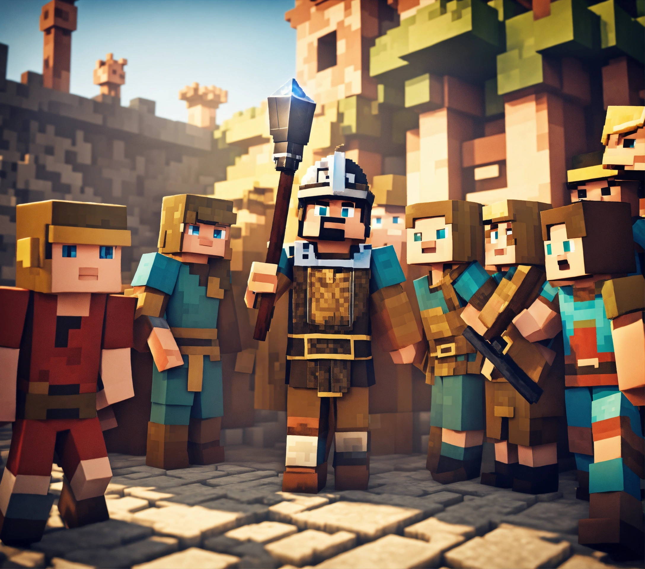 Lexica - Roman soldier guard taking selfie with minecraft villagers ...