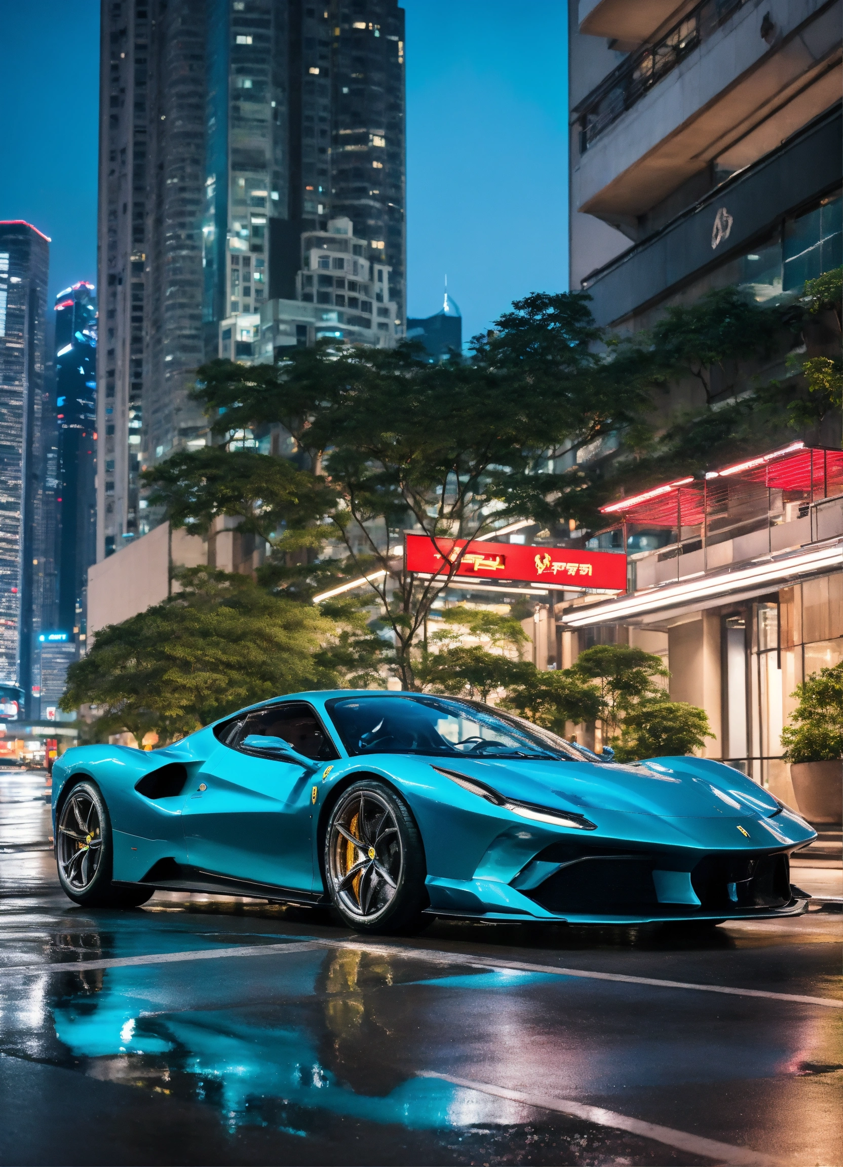 Lexica - 2023 Ferrari SF90 Stradale cyan, doors opened, metallic ...