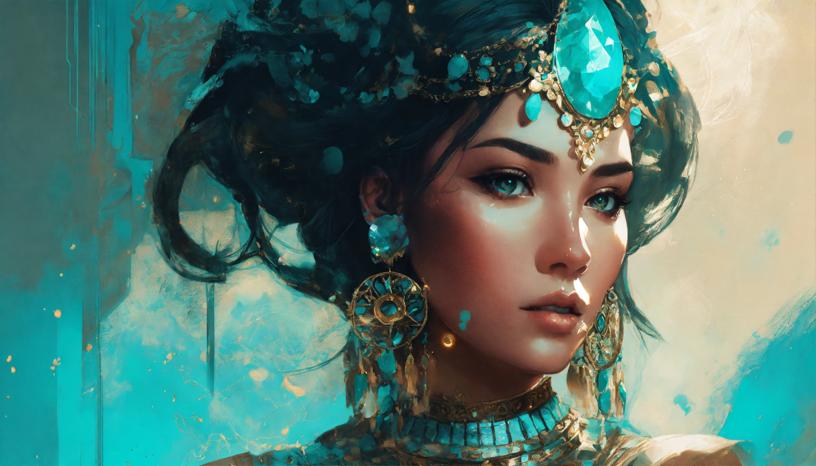 Lexica - Front facing portrait of gorgeous Princess Jasmine shiny aura ...