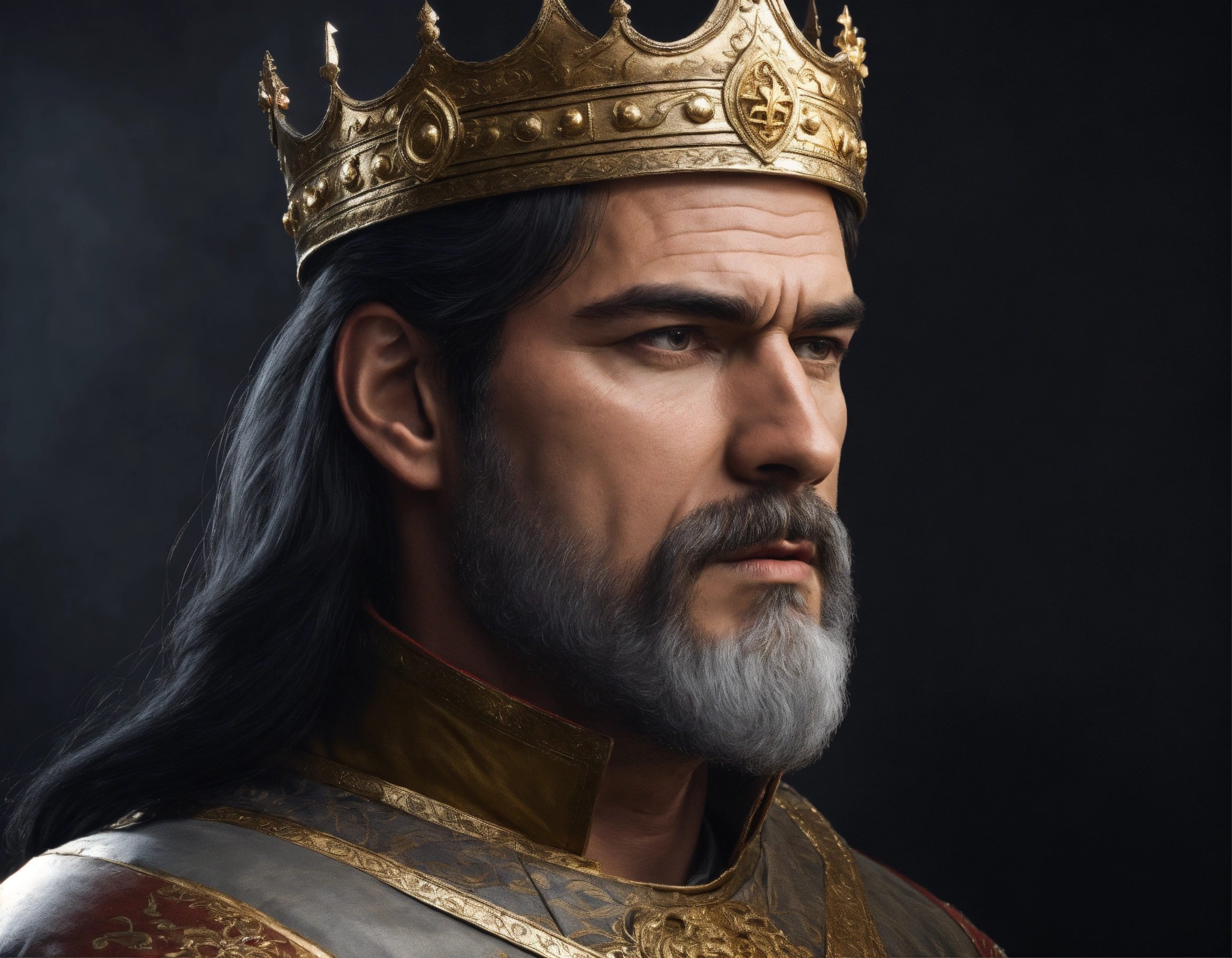 Lexica - Create a character for book cover medieval king , serious face ...