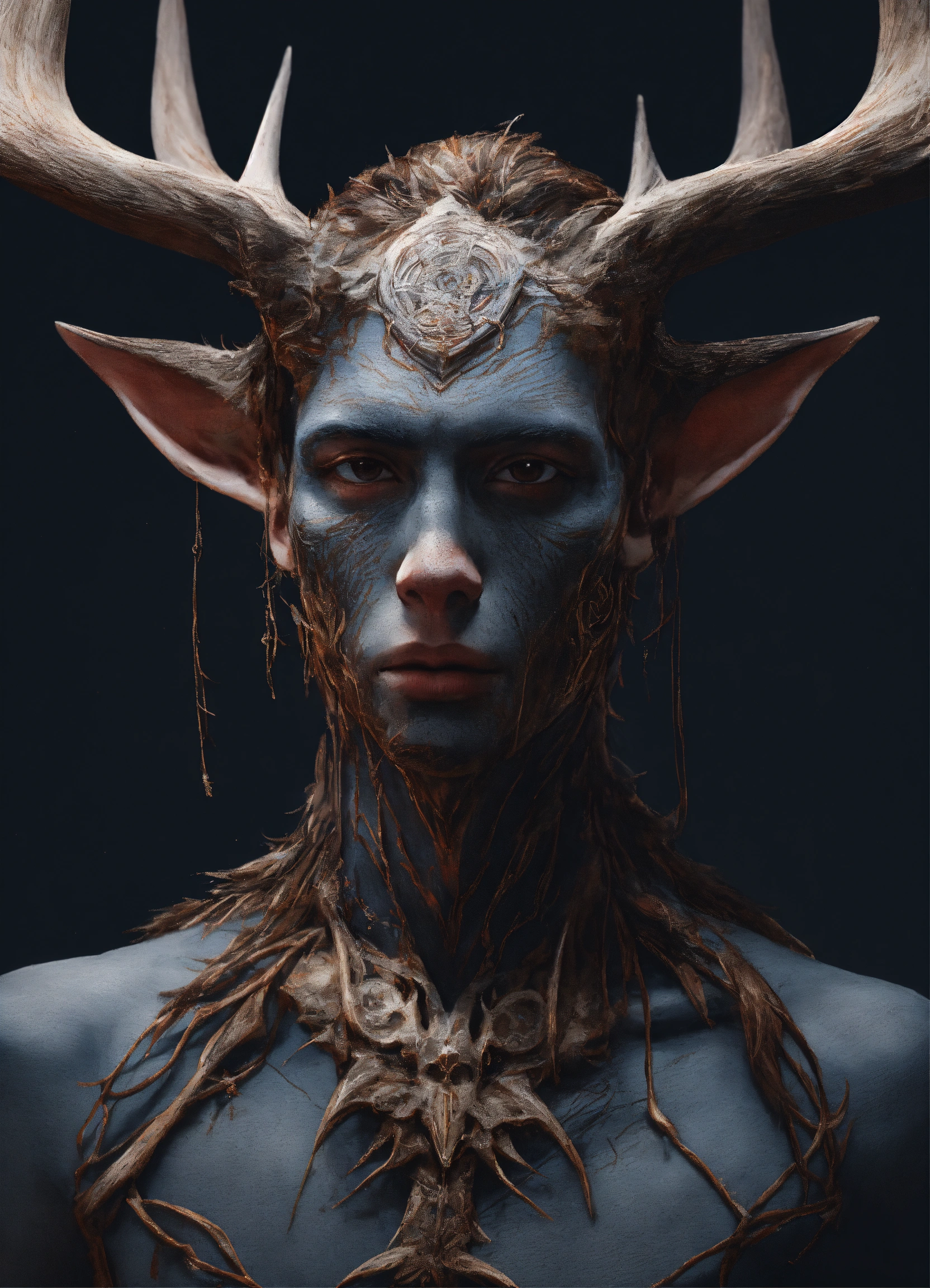 Lexica - Highly detailed portrait of young human man, wendigo features