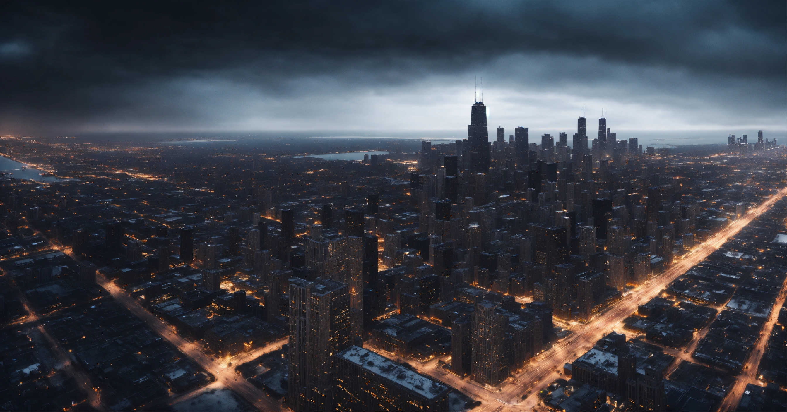 Lexica - Hyper detailed dark dystopian panoramic view of the desolate ...