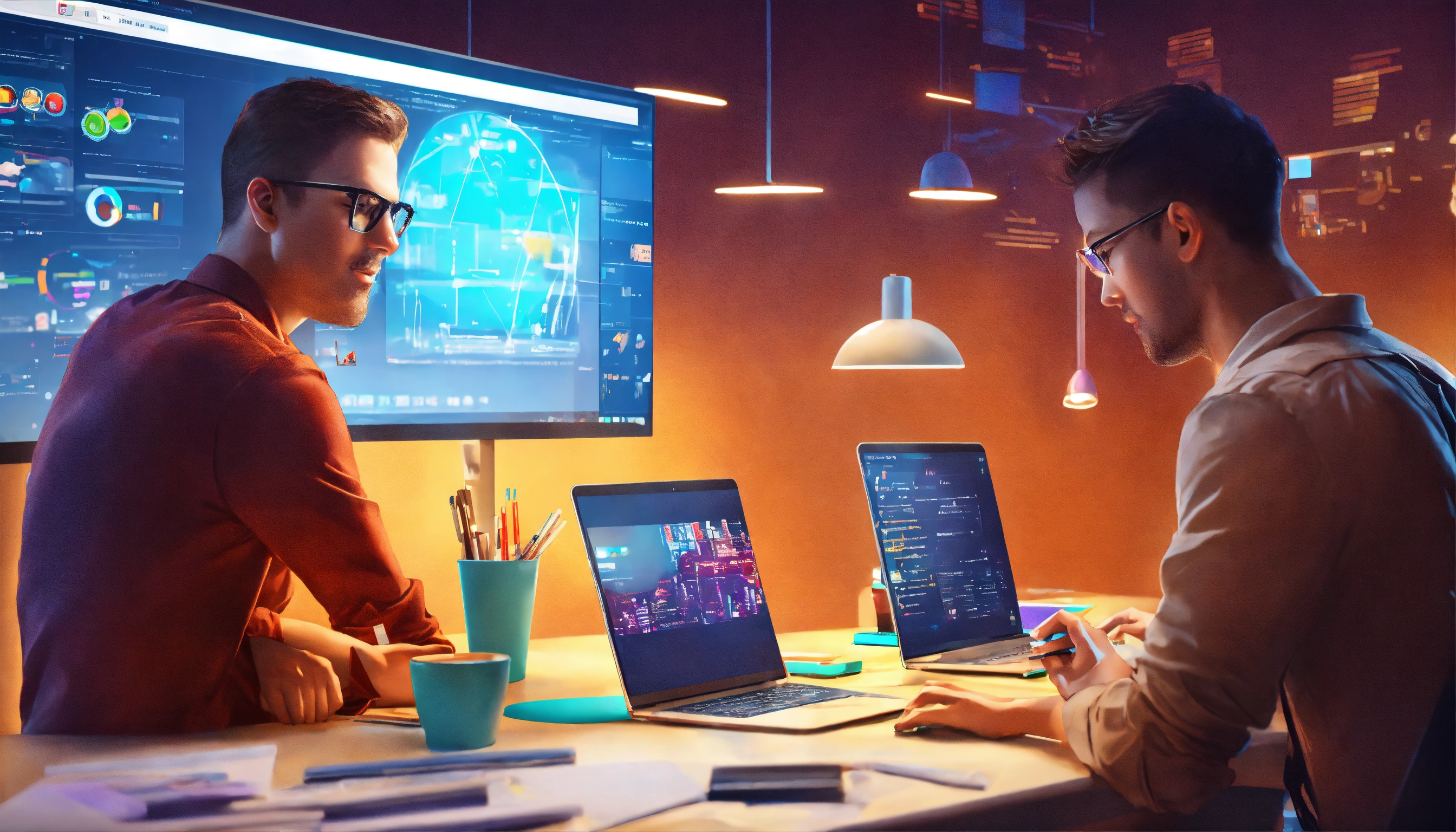 Lexica - Bright image of people working on digital marketing campaigns ...