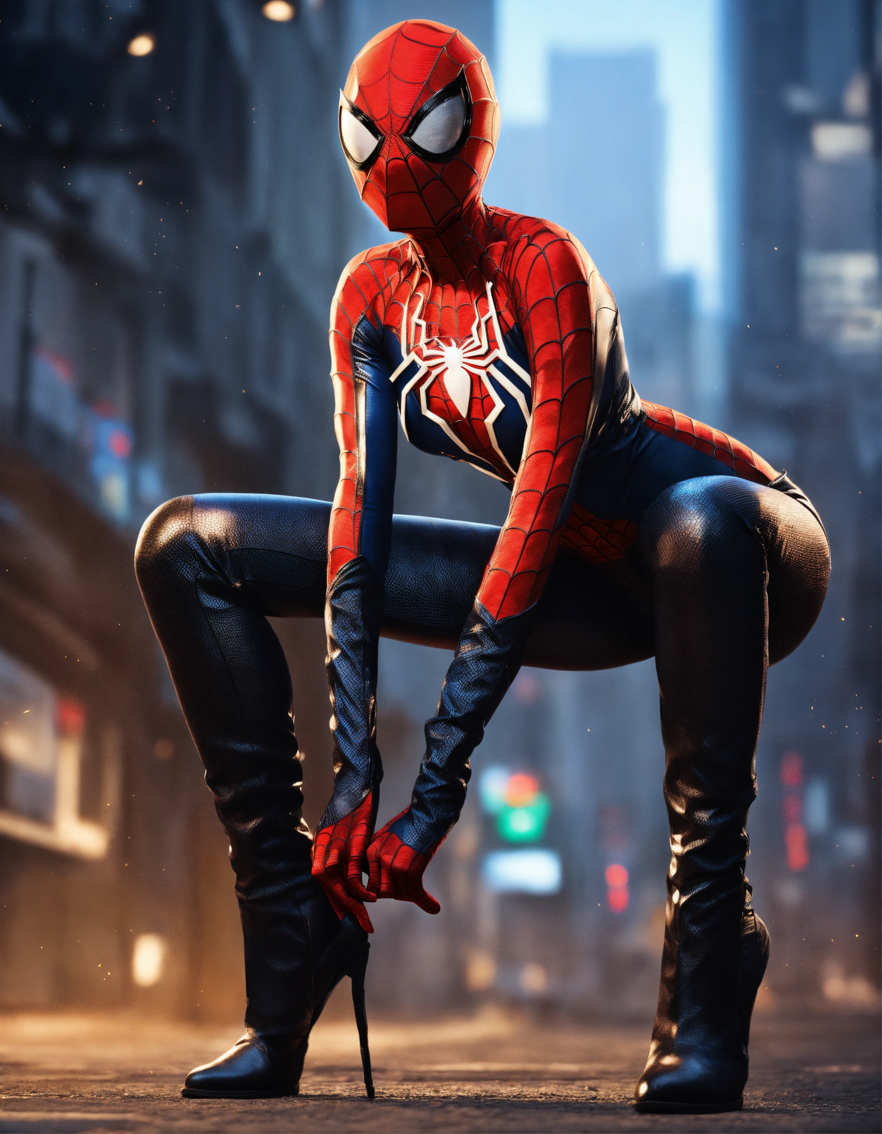 Lexica - Full body shot of beautiful spidergirl woman, showing skin on ...